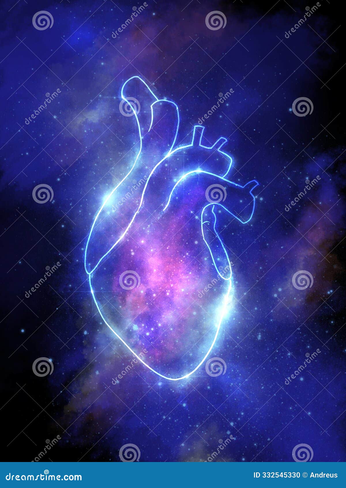 Heart Constellation in Space Stock Illustration - Illustration of nubes ...