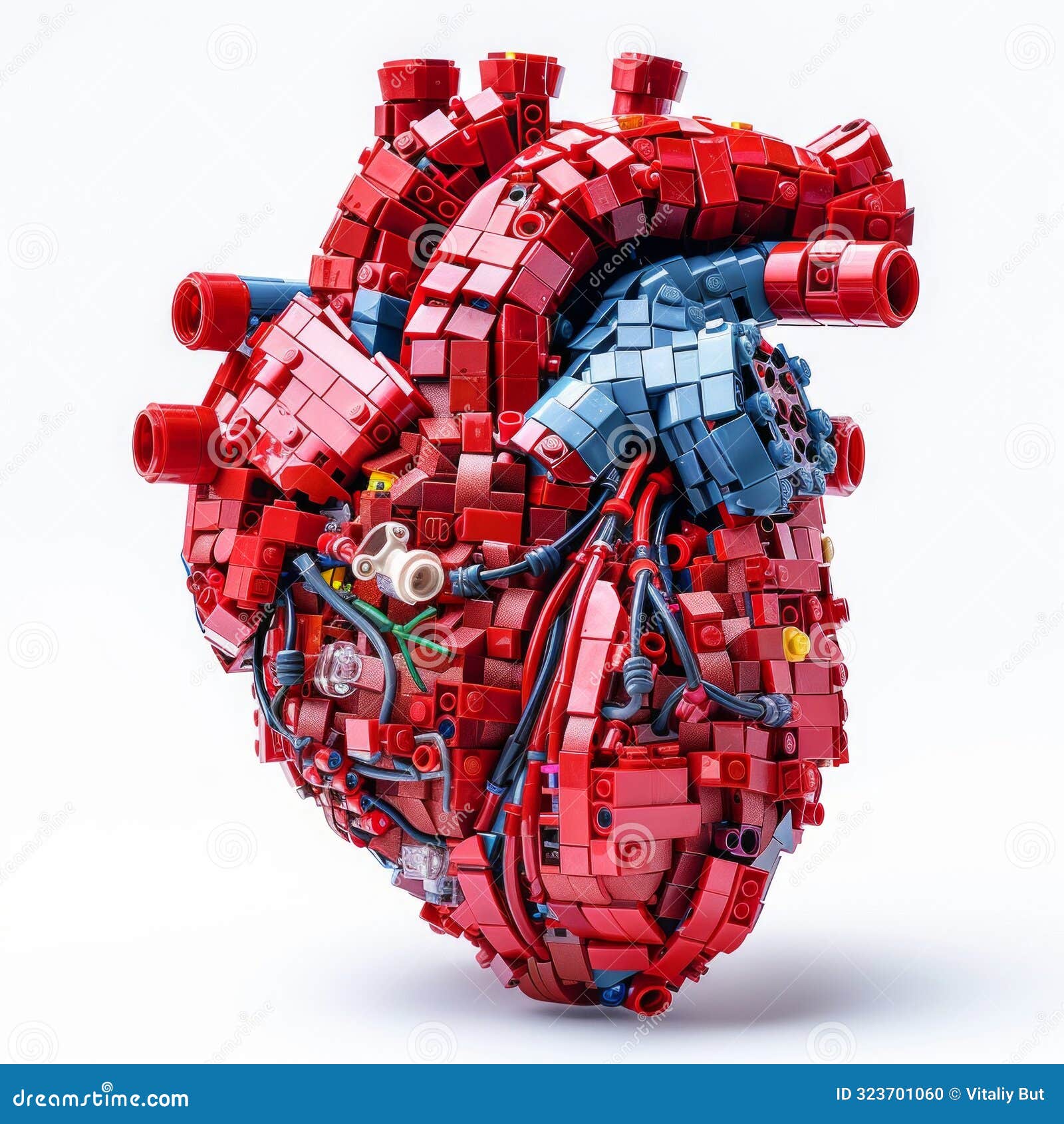 Heart Constructed Out of Colorful Bricks Sits on a White Background ...