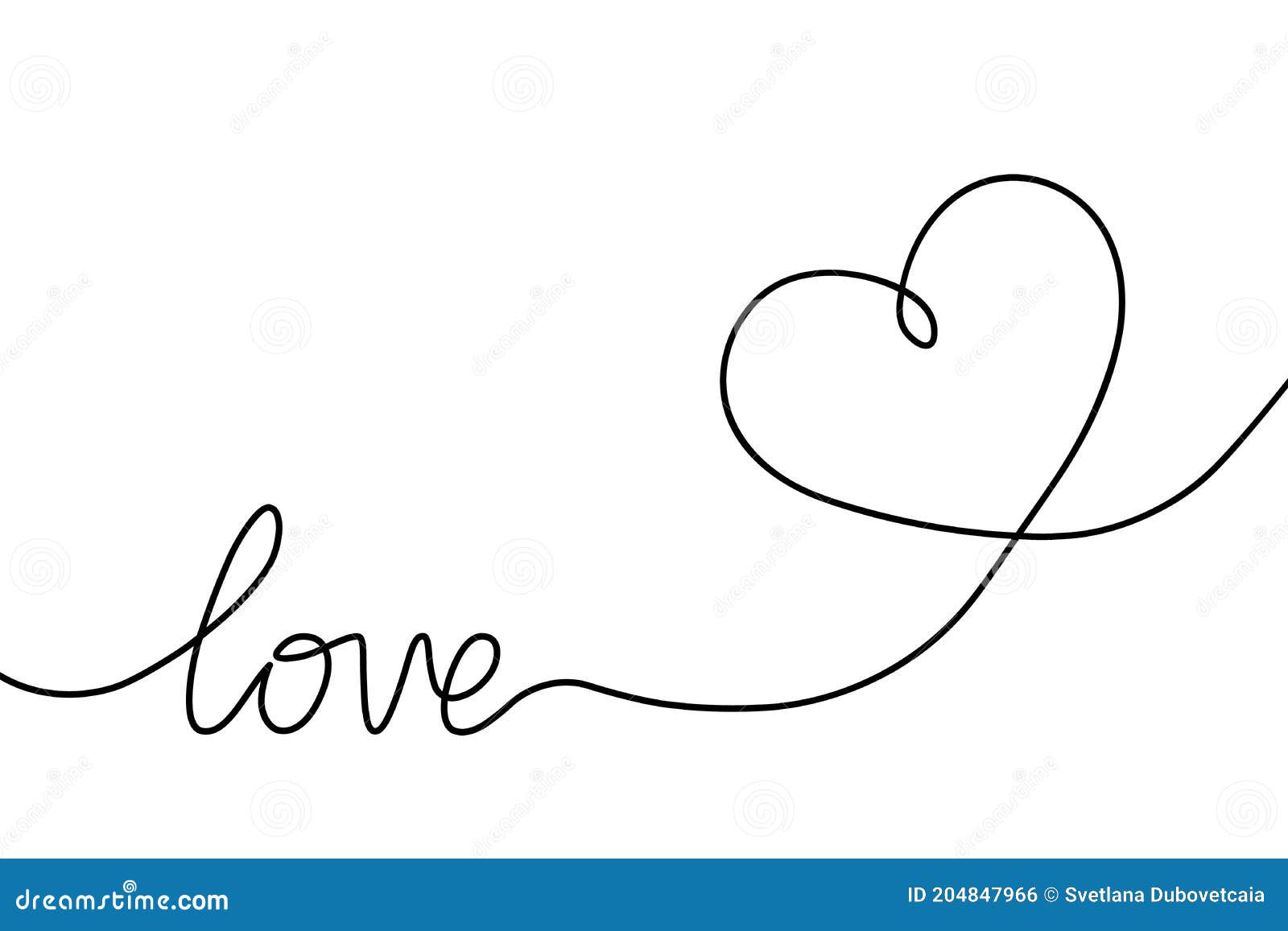 Heart Continuous Line Drawing Single Hand Drawn Contour Heart With
