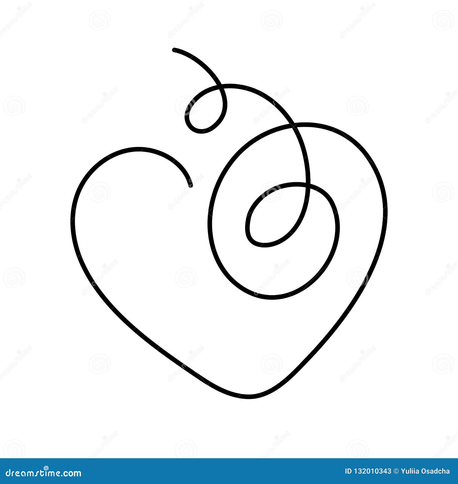 Heart Continuous Line Drawing Vector Illustration With Editable Stroke
