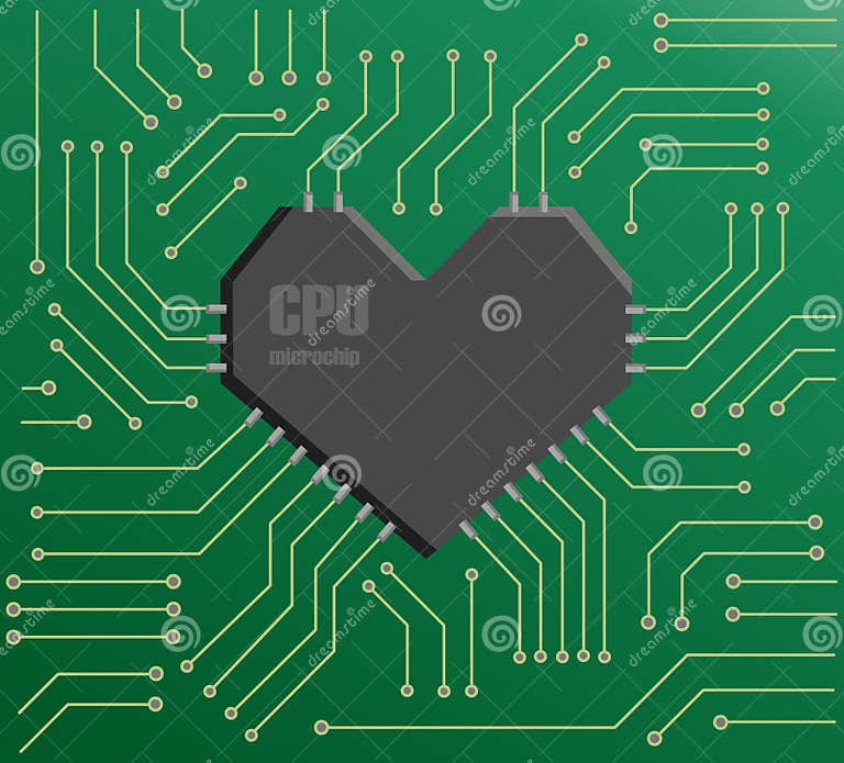 Heart CPU stock vector. Illustration of heart, science - 23454501