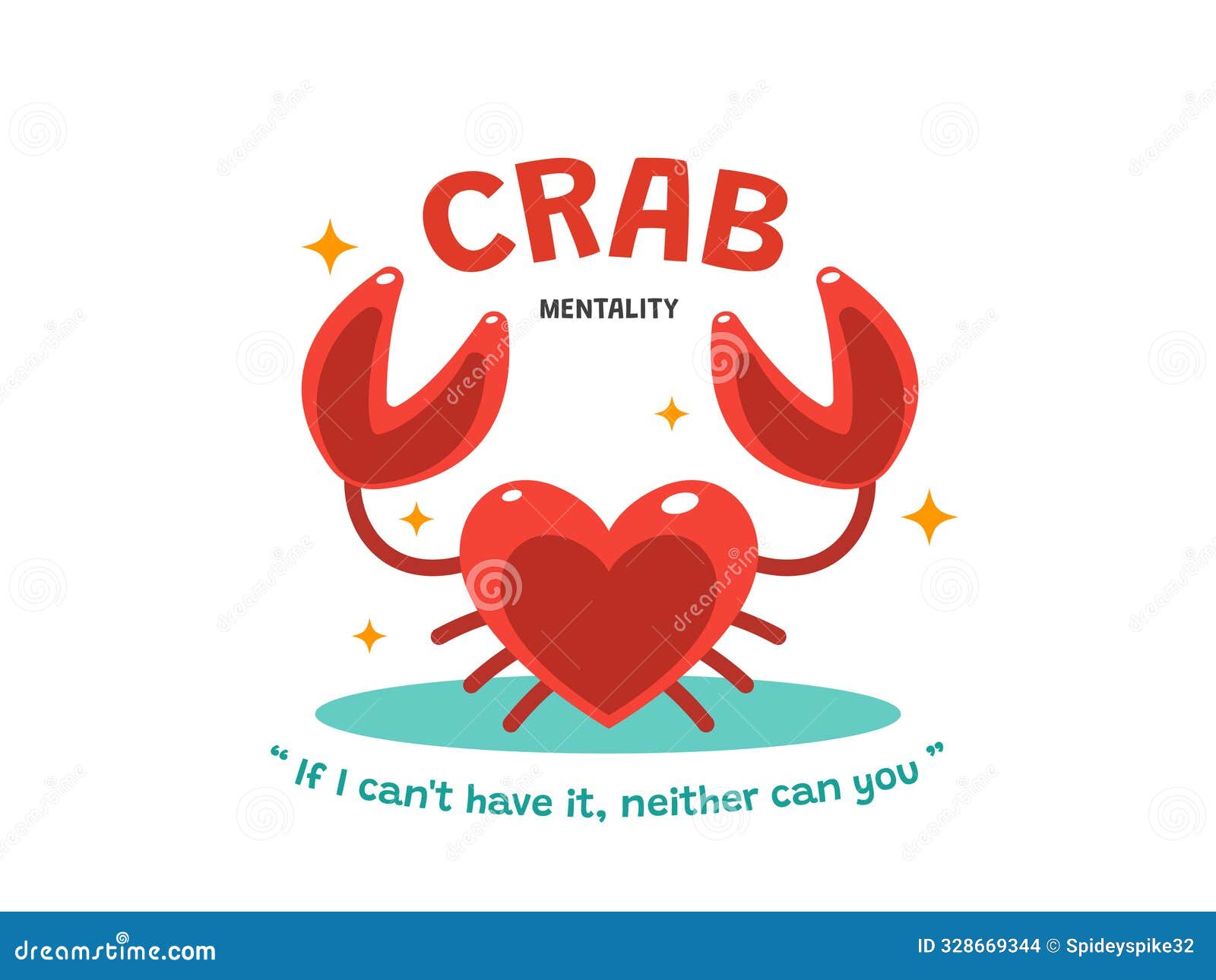 The Heart With The Crab Claws. Crab Mentality. Isolated Vector ...