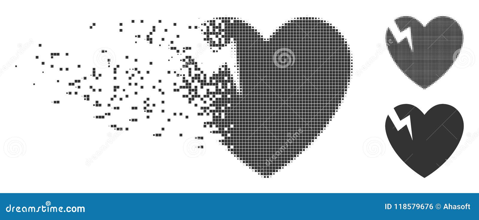Heart Crack Disappearing Pixel Halftone Icon Stock Vector ...