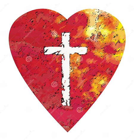 Heart with Cross Inside stock illustration. Illustration of symbol ...