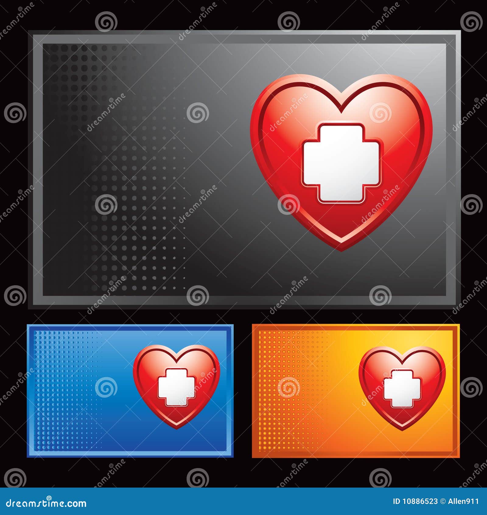 Red Heart With Cross, Pulse Oscillation Circuit. Cardiology Vector ...