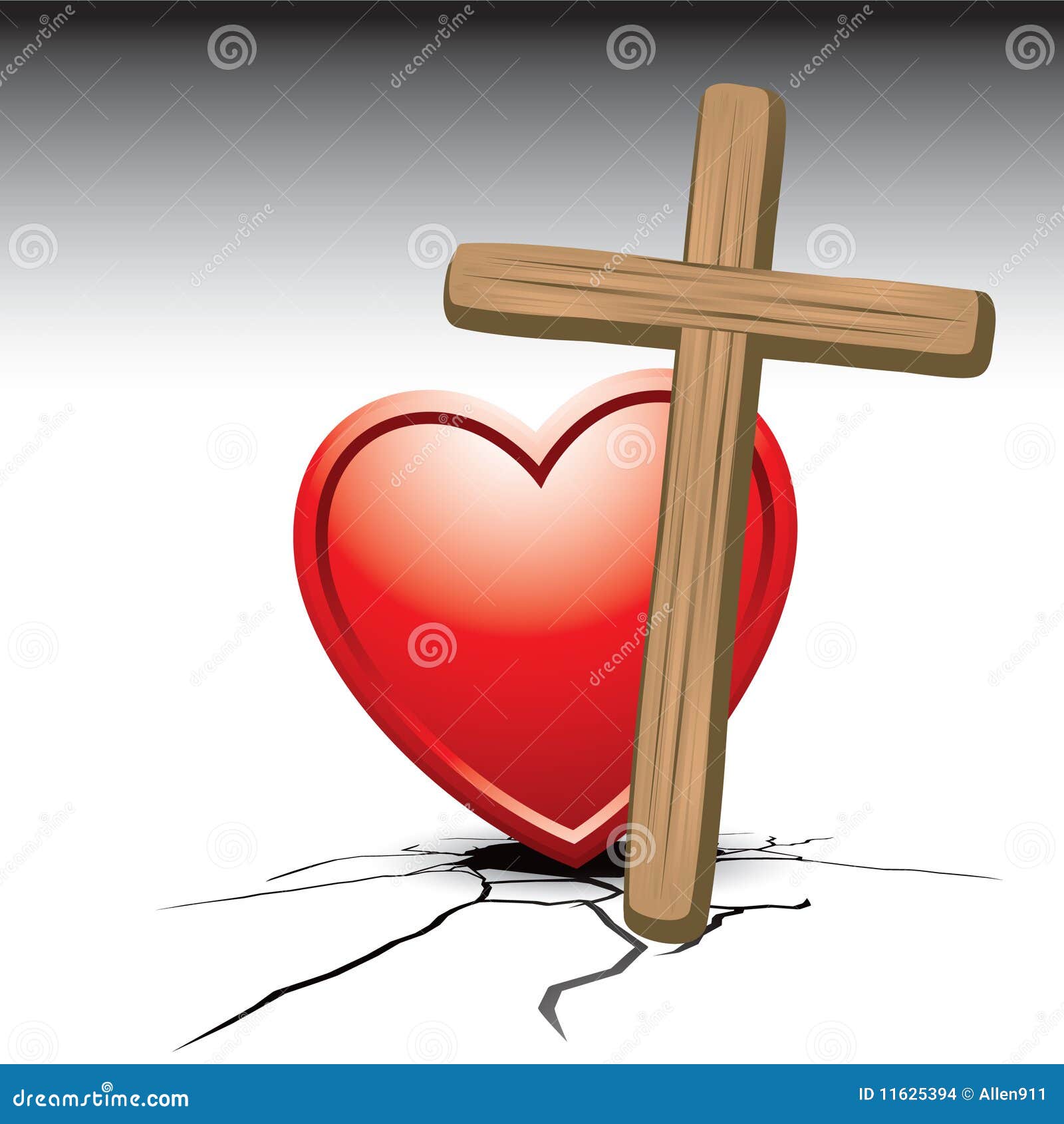 Heart with Cross on Cracked Ground Stock Vector - Illustration of ...