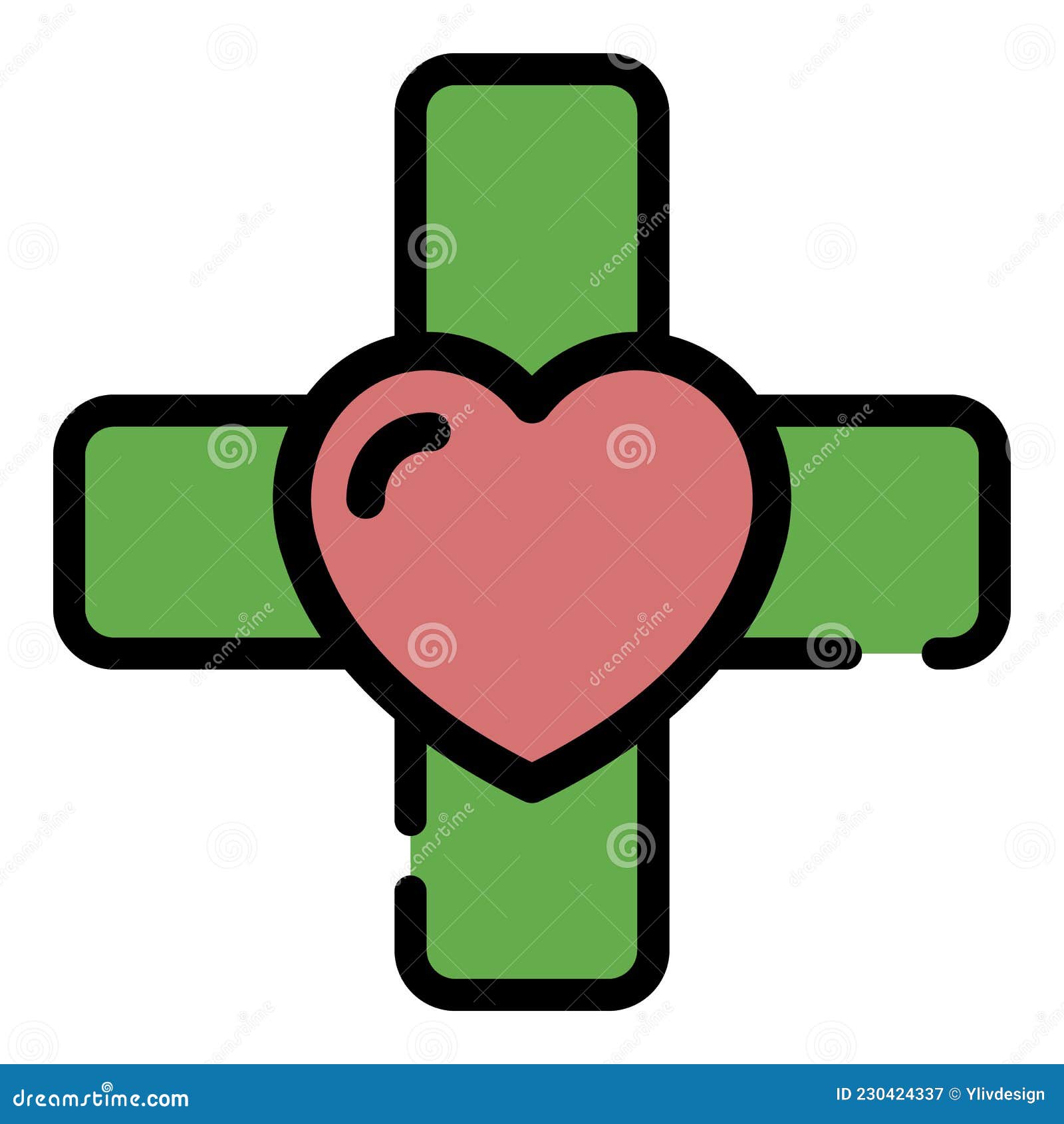 Heart Cross Icon Color Outline Vector Stock Vector - Illustration of ...