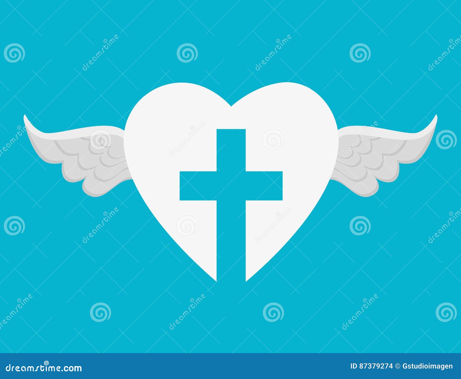Heart with Cross Religious Symbol Stock Vector - Illustration of cross ...