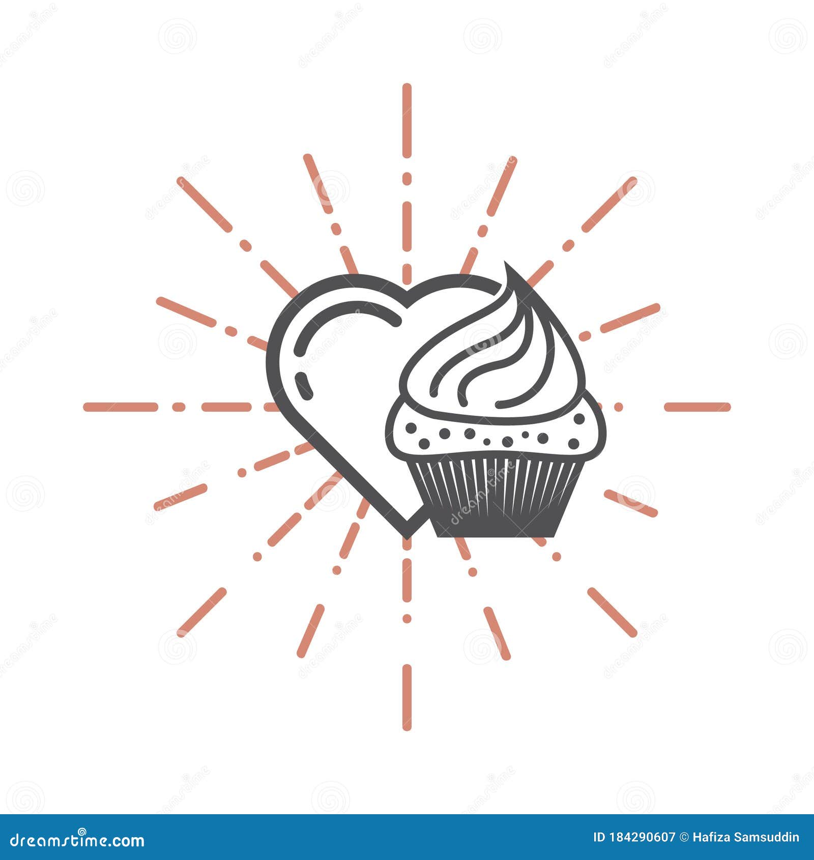 A Heart and a Cupcake Illustration. Stock Vector - Illustration of ...