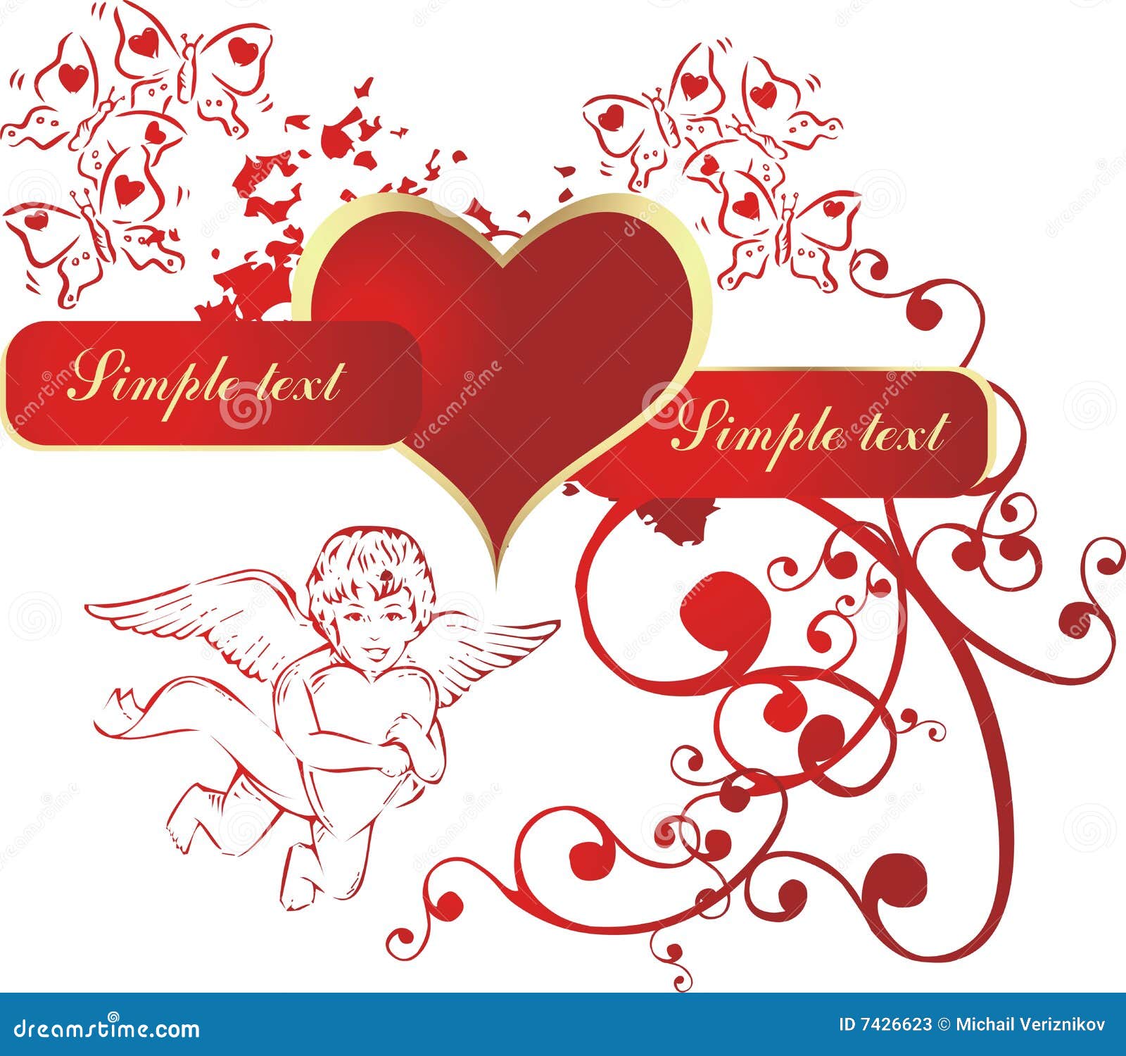 Heart with the cupid stock vector. Illustration of design - 7426623