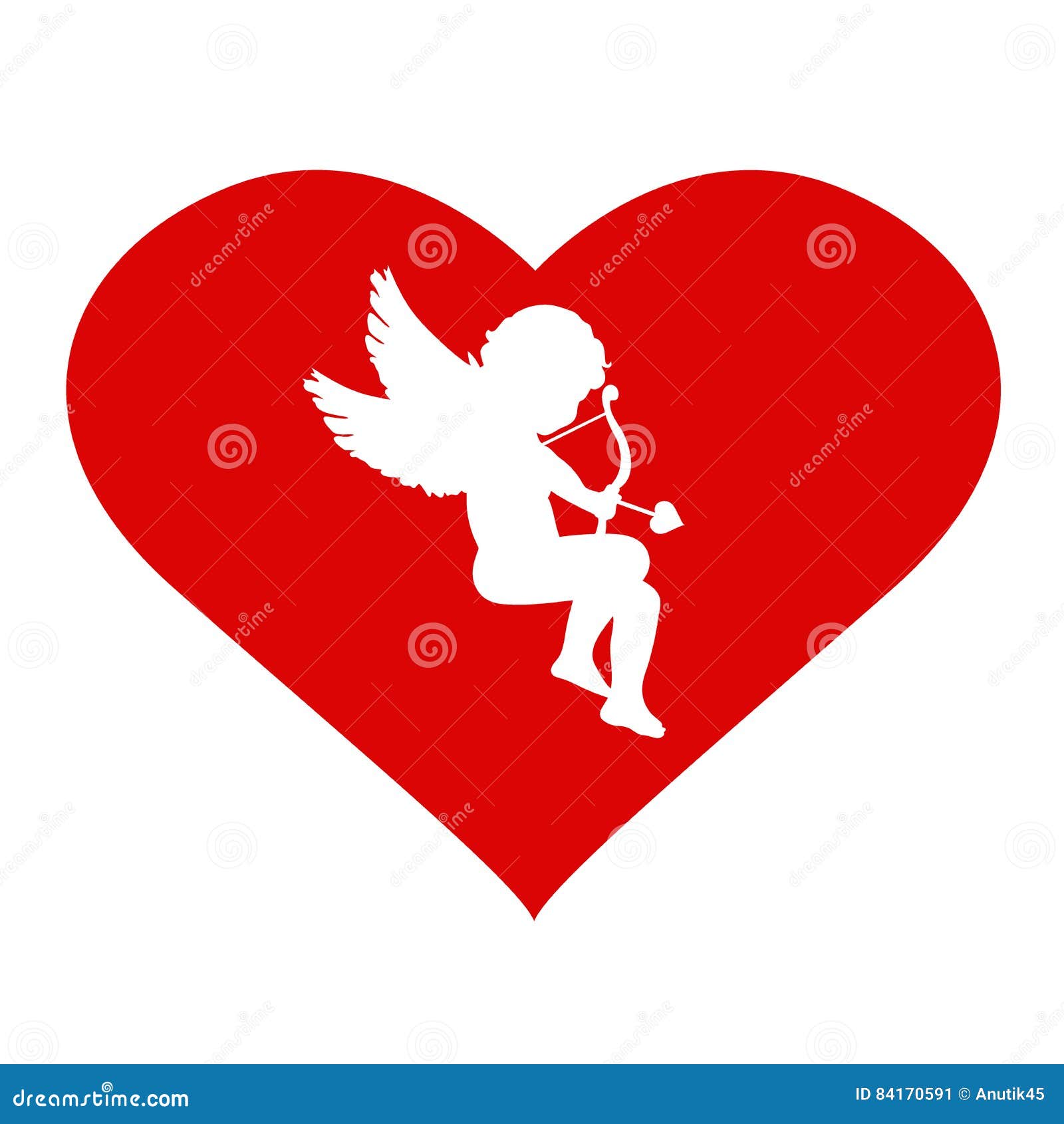 Heart with Cupid Inside. Valentine`s Day Stock Vector - Illustration of ...