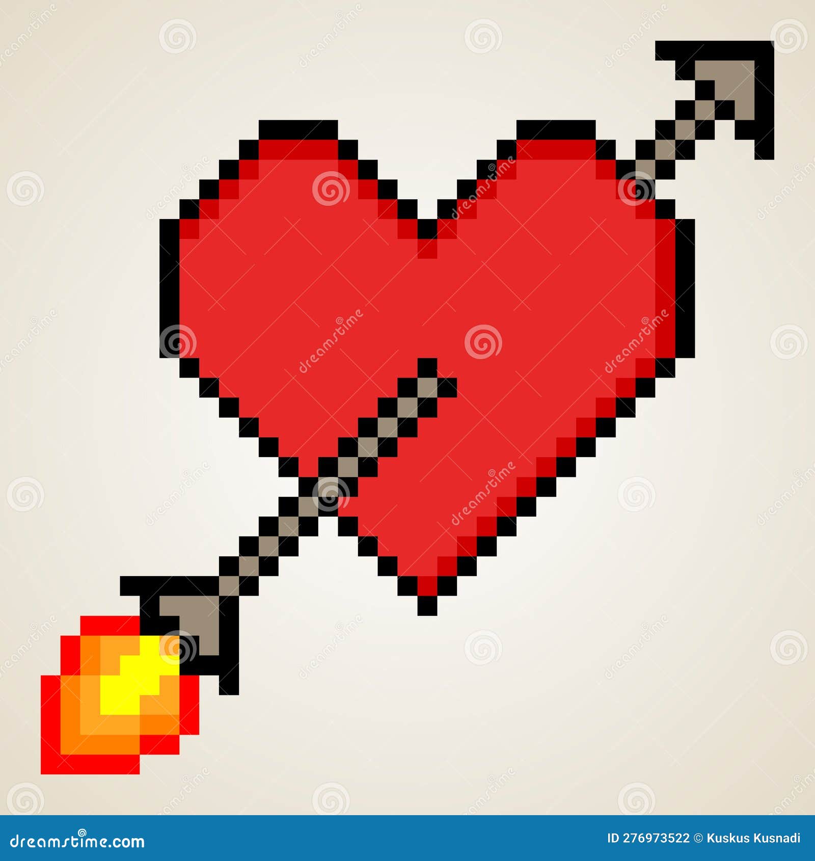 Heart with Cupids Arrow Pixel Art Stock Vector - Illustration of cupid ...