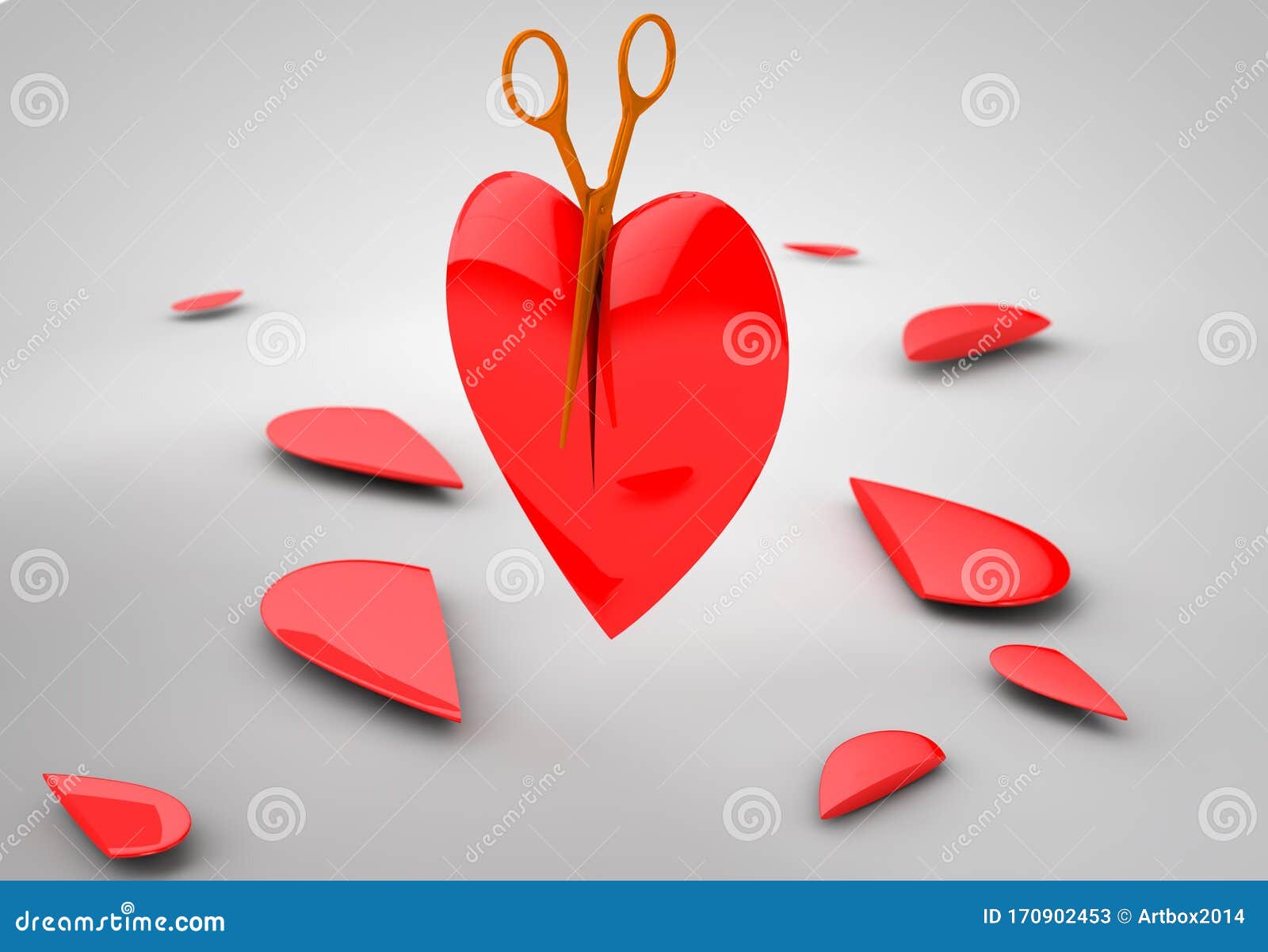 The Heart is Cut with Scissors Stock Illustration - Illustration of ...