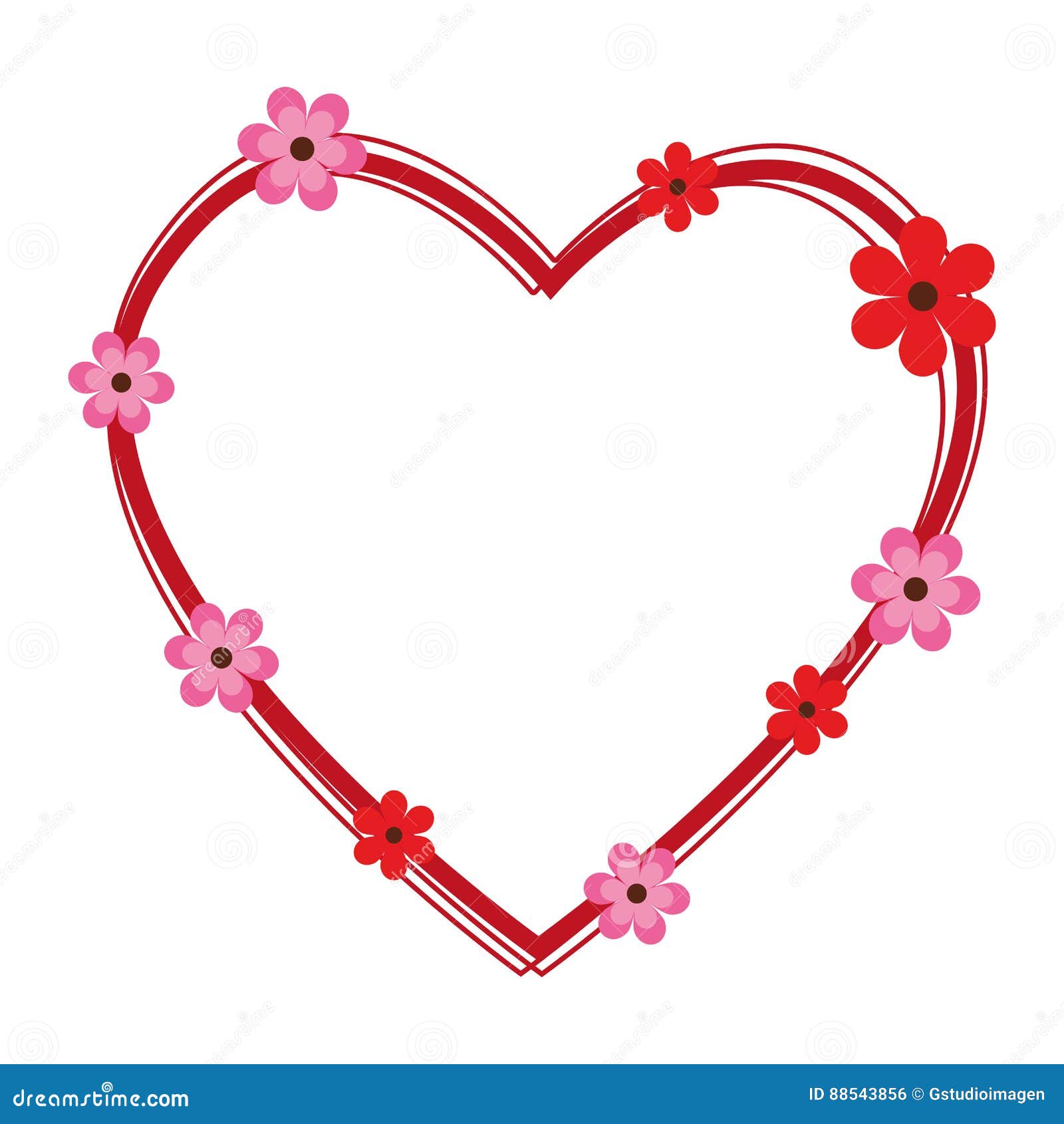 Heart Cute Floral Frame Decorative Stock Vector - Illustration of ...