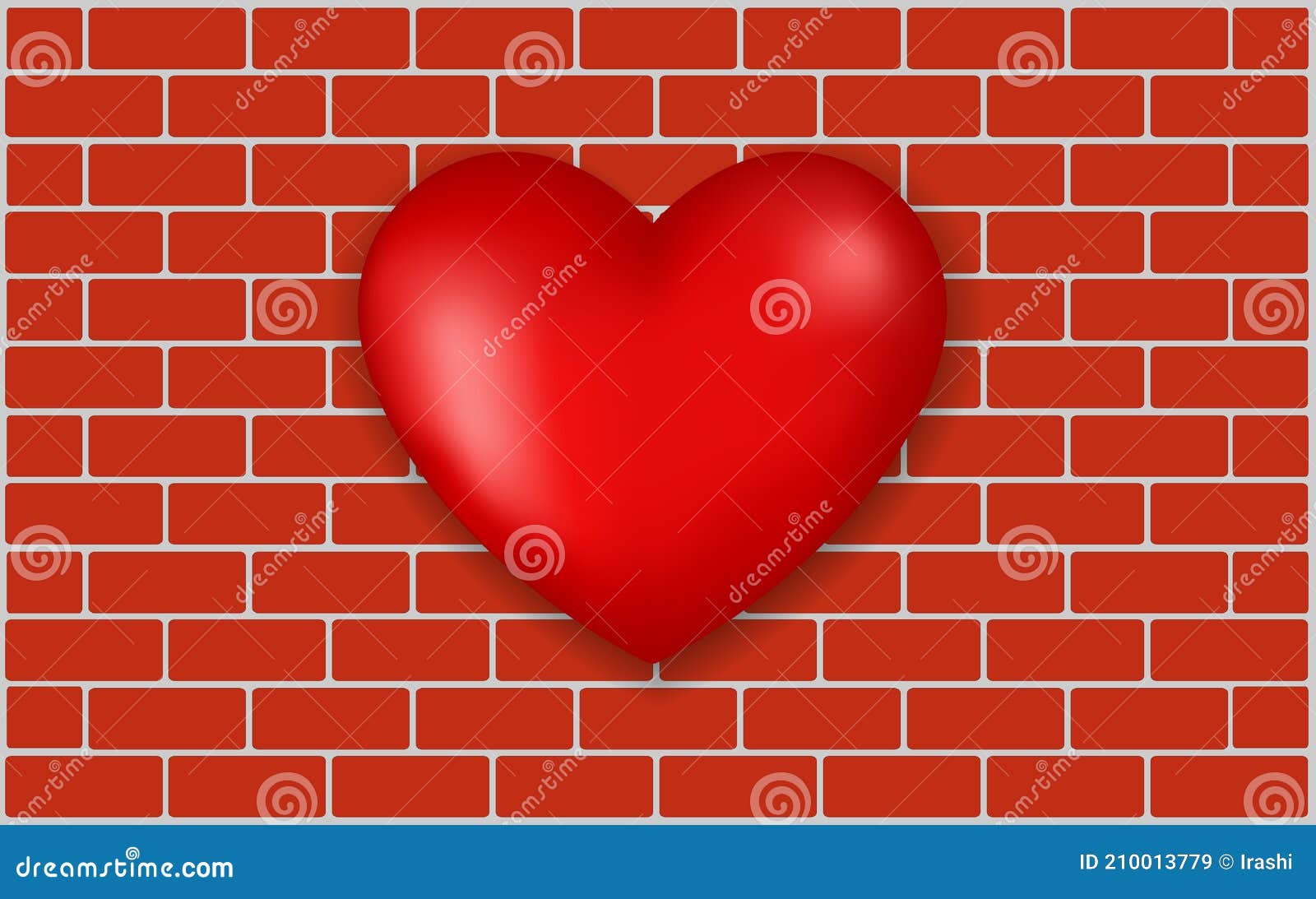 Heart 3d on brick wall stock vector. Illustration of icon - 210013779
