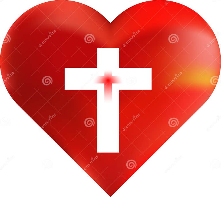 Heart 3d with White Cross and Red Cross Inside - Vector Stock Vector ...