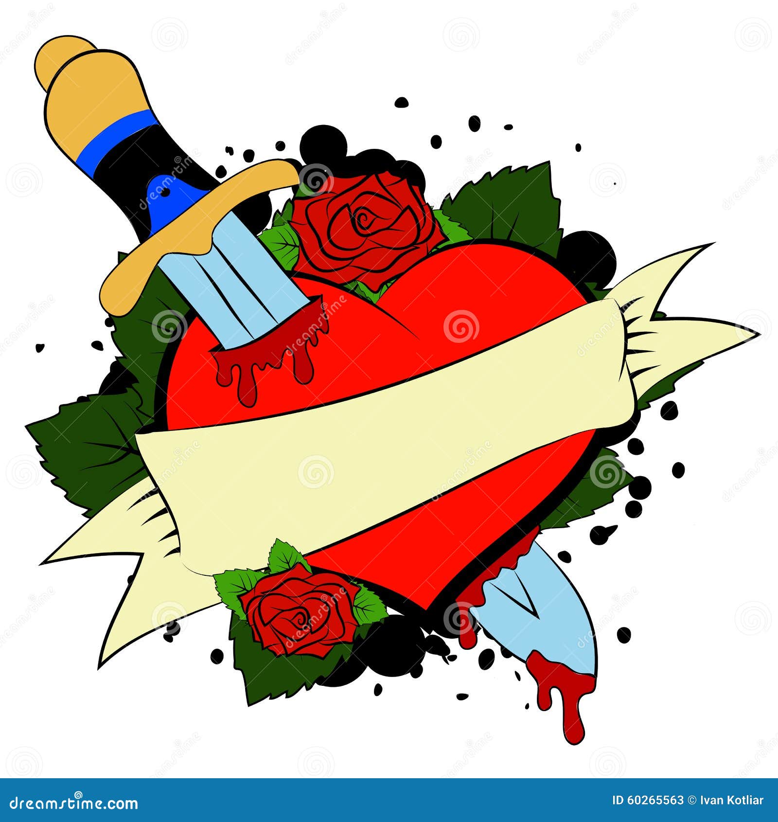 Heart and Dagger stock vector. Illustration of background - 60265563