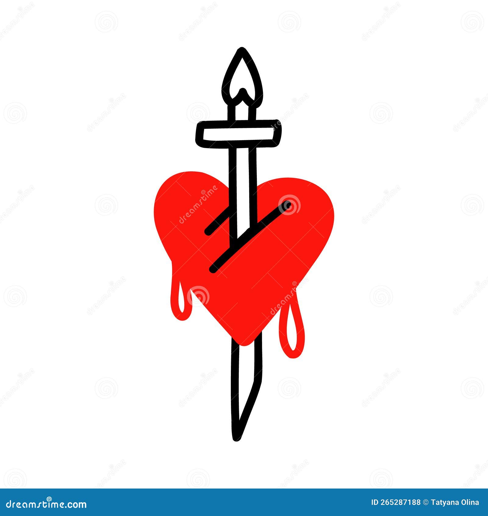 A Heart with Dagger. Vector Illustration Stock Vector - Illustration of ...