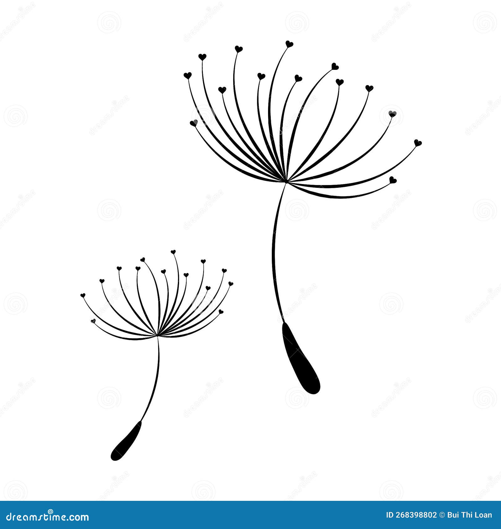 Heart dandelion / Eps stock vector. Illustration of black - 268398802