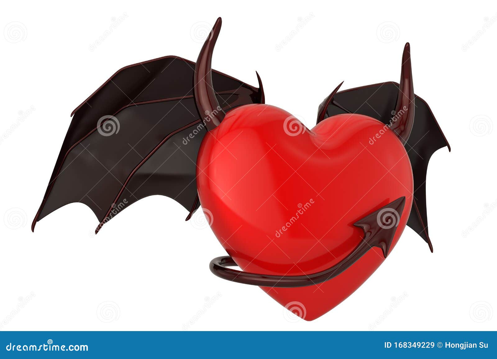 Heart Demon with Wings. Isolated in White Background. 3d Illustration ...
