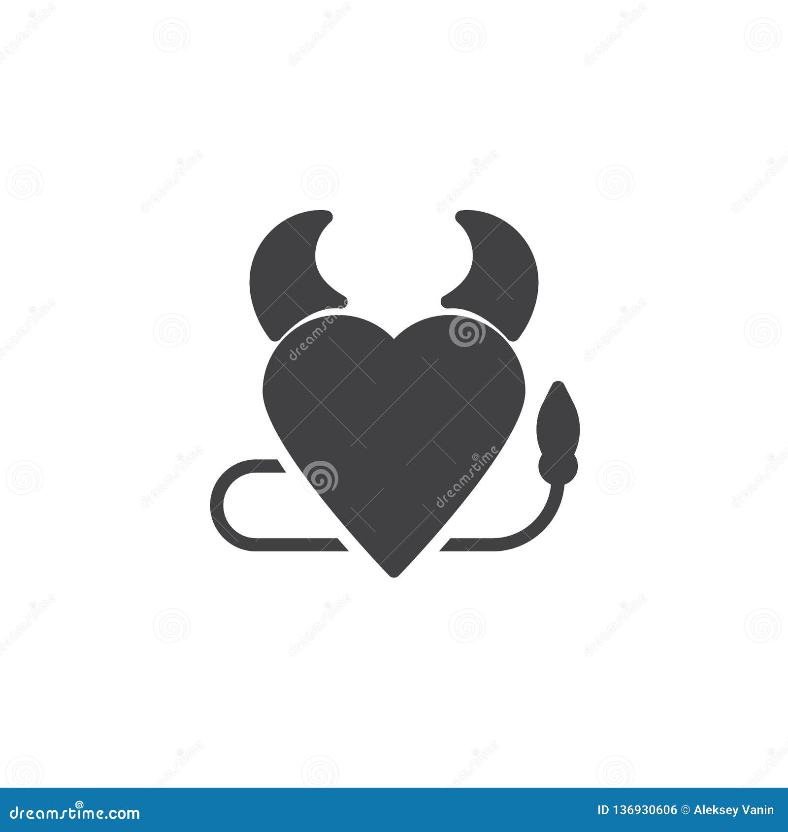 Heart with Devil Horns and a Tail Vector Icon Stock Vector ...