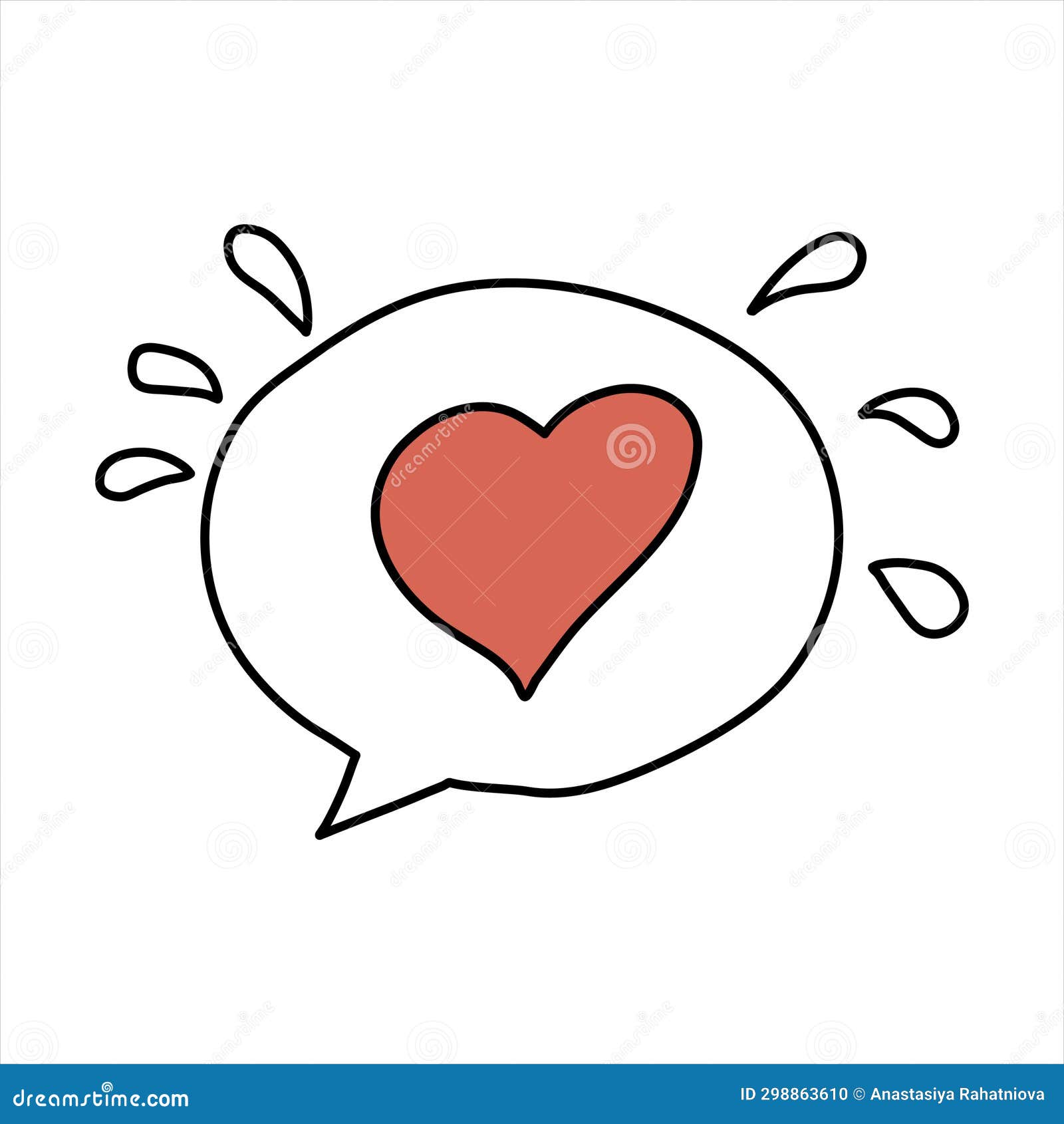 Heart in a Dialog Box Doodle Vector Illustration Stock Vector ...