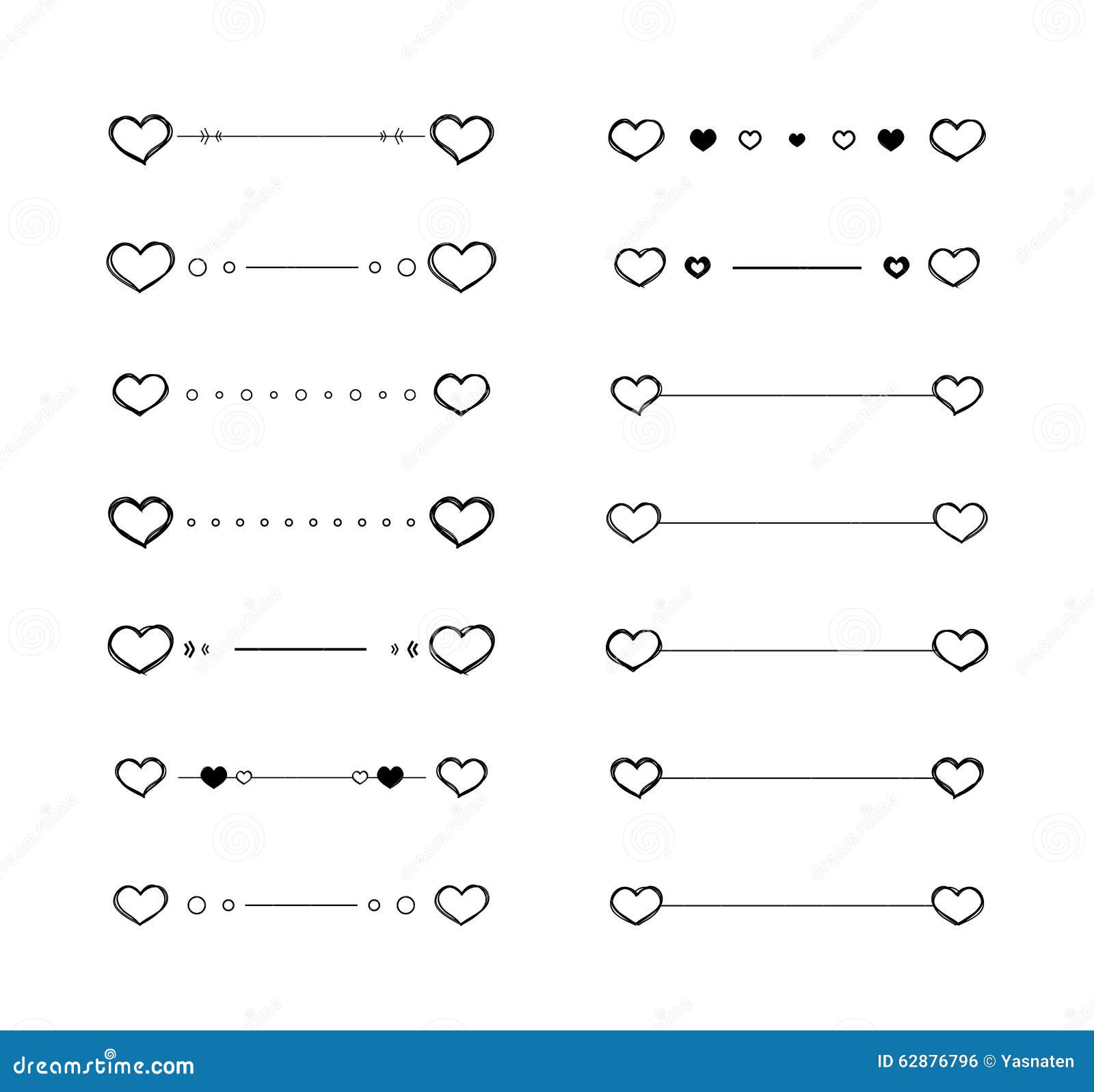 Heart Dividers Scribble Vector Borders Stock Vector - Illustration of ...