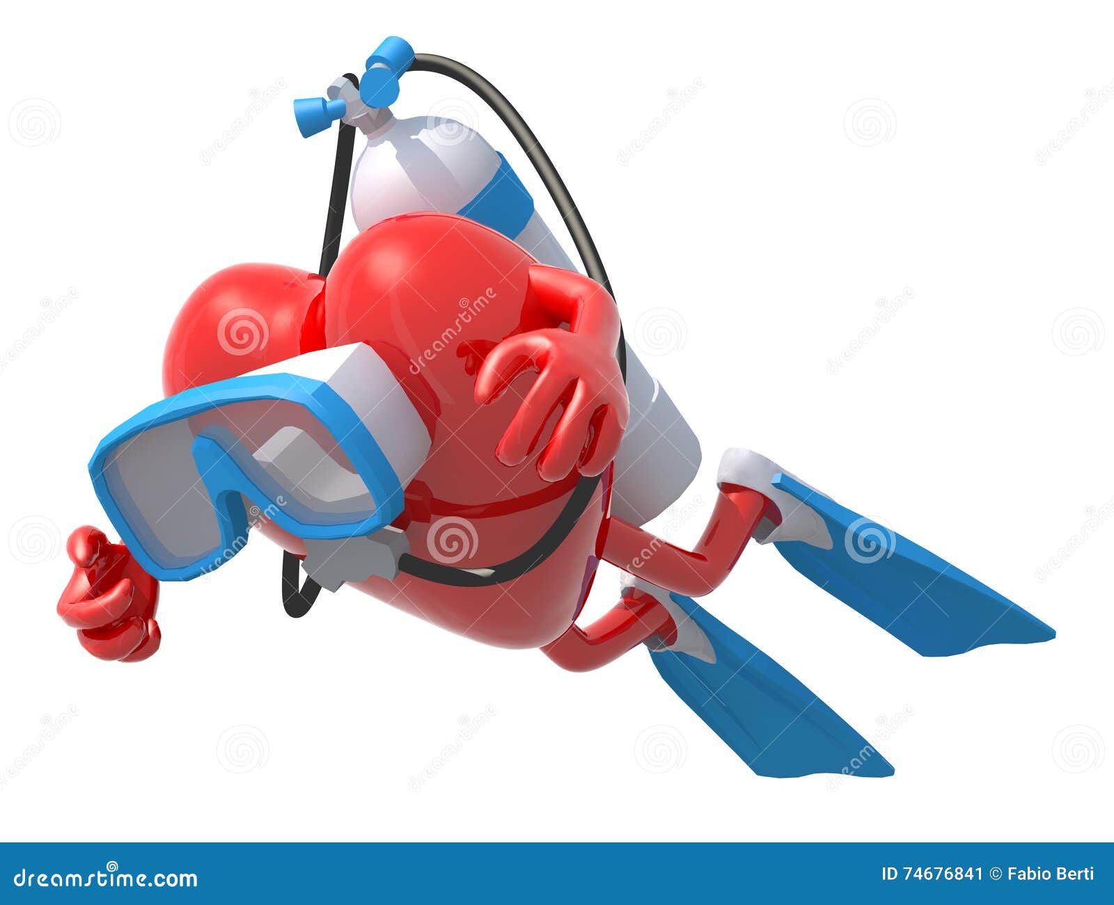 Heart with Diving Goggles and Flippers Stock Illustration ...