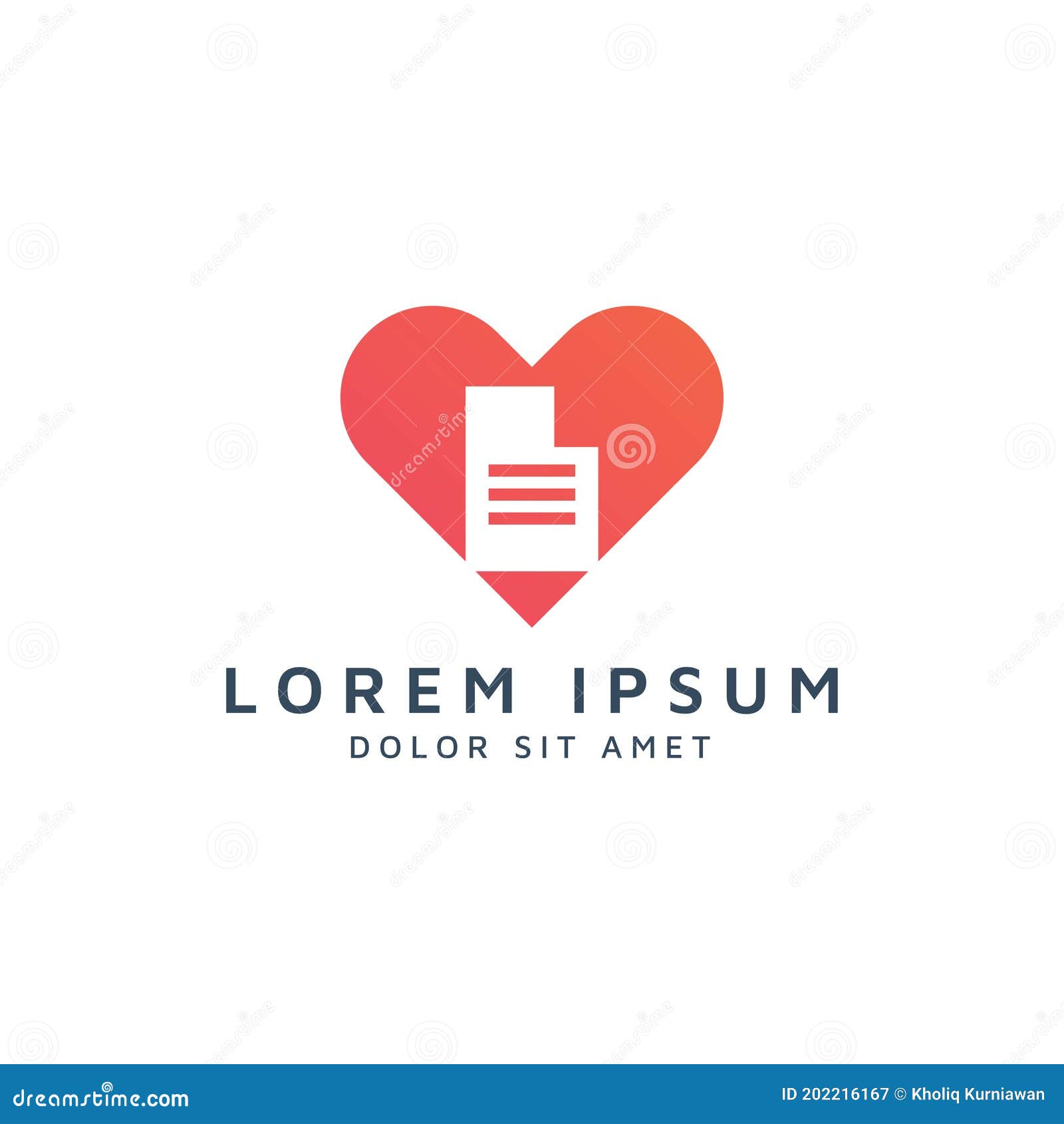 Heart and Document Negative Space Logo Design Stock Vector ...