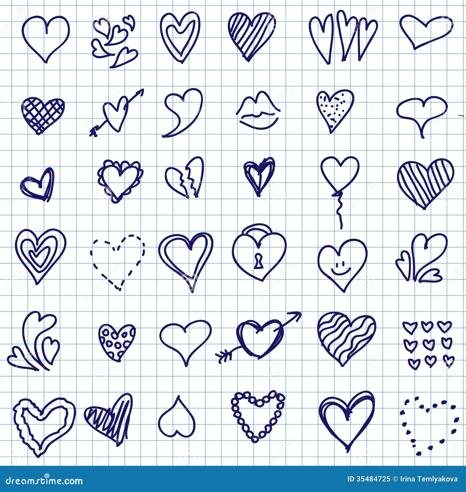 Heart doodle set stock vector. Illustration of graphic - 35484725