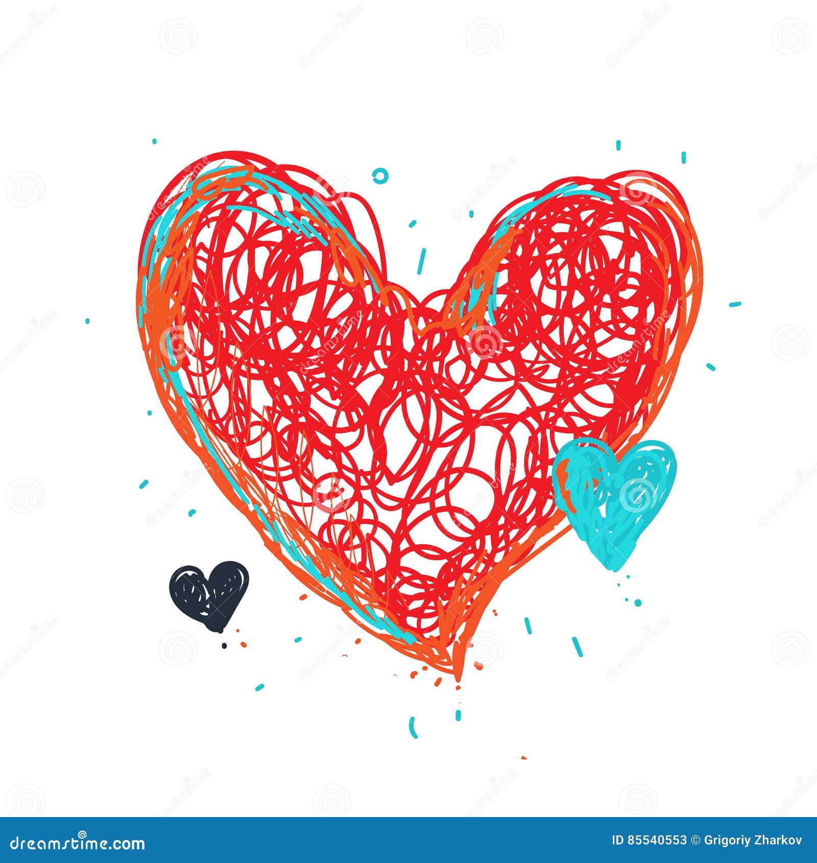 Heart drawing stock illustration. Illustration of naive - 85540553