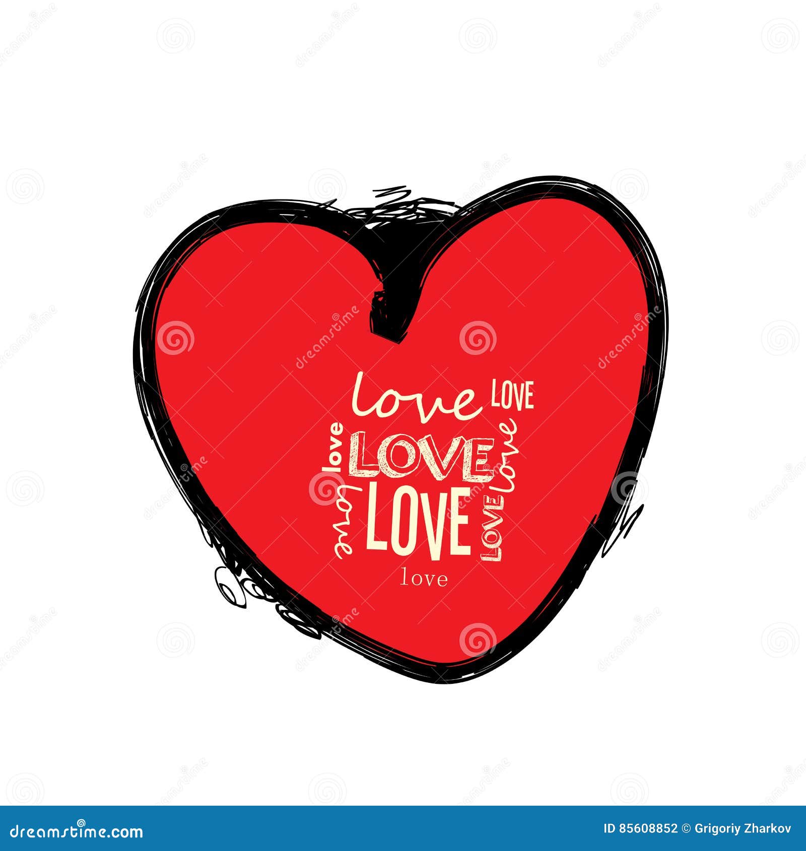 Heart drawing stock illustration. Illustration of doodle - 85608852
