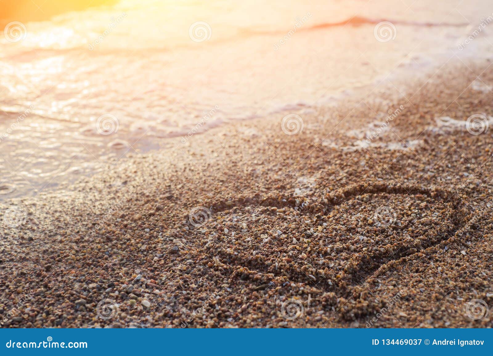 Heart Drawing in the Sand Beach. Romantic Composition Stock Image ...