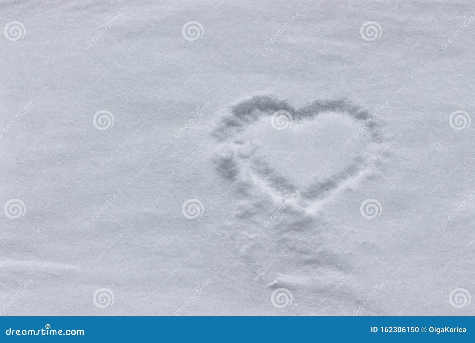 Heart Drawing in the Snow. Heart Shape on Fresh Pristine Snow. Winter ...
