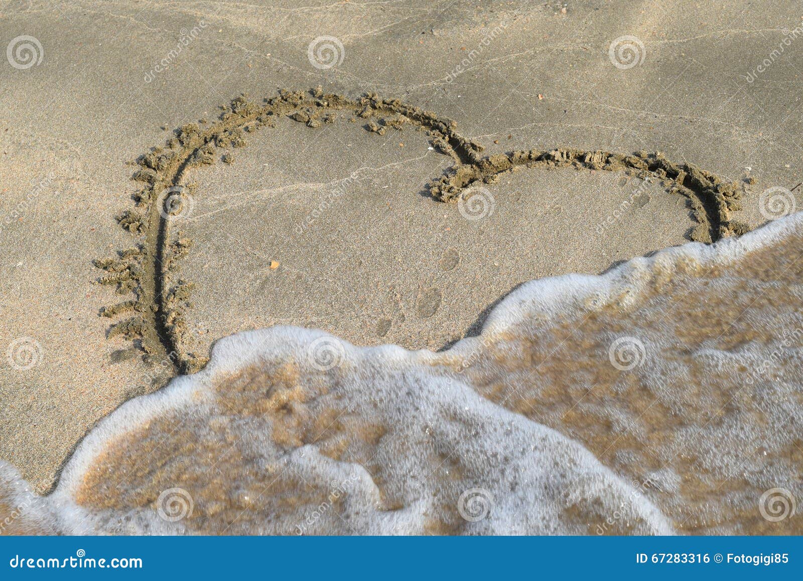 Heart Drawn on the Beach Sand Stock Photo - Image of painted, love ...