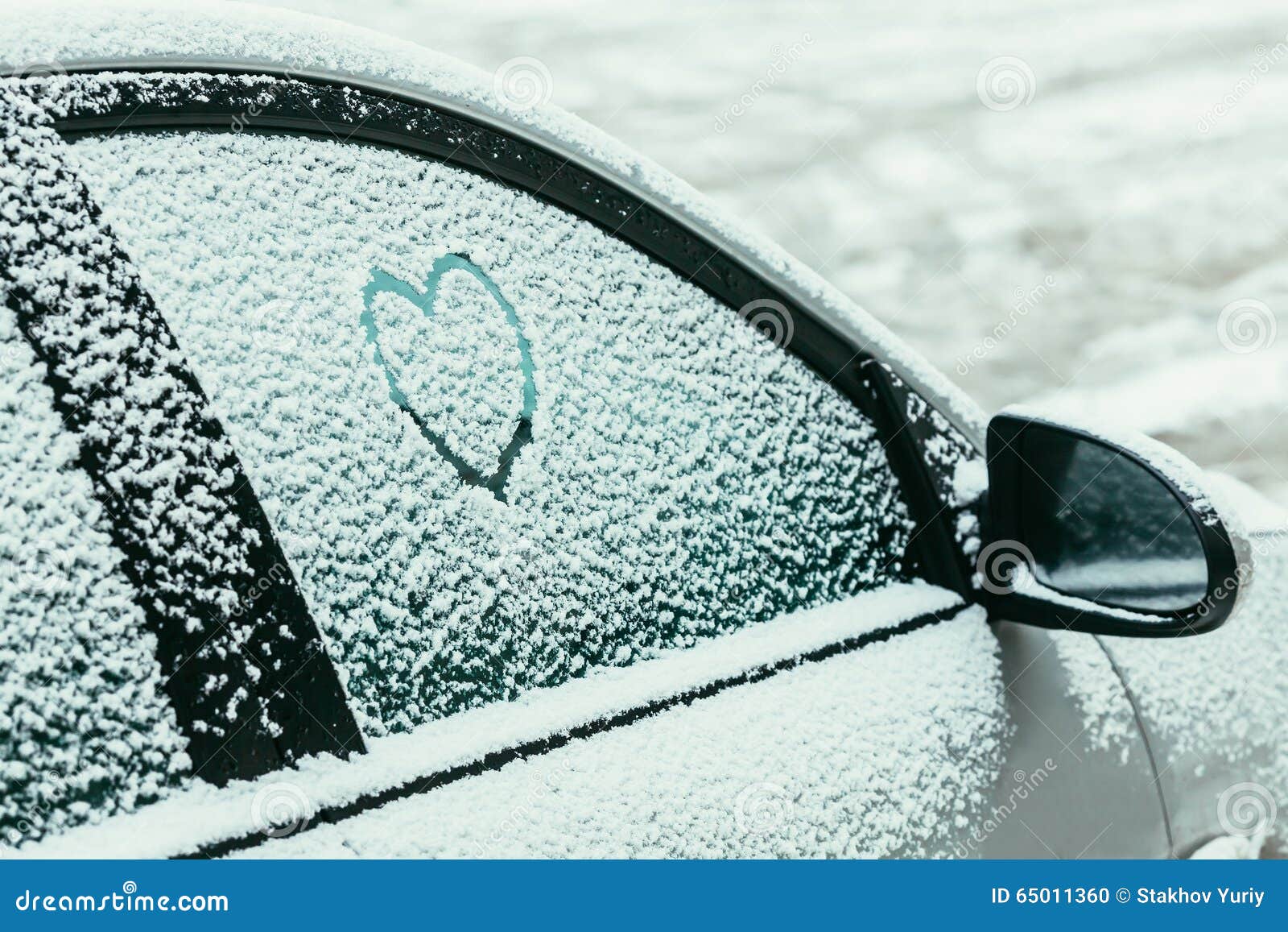 Heart Drawn on a Car Windshield Covered with Fresh Snow Stock Photo ...