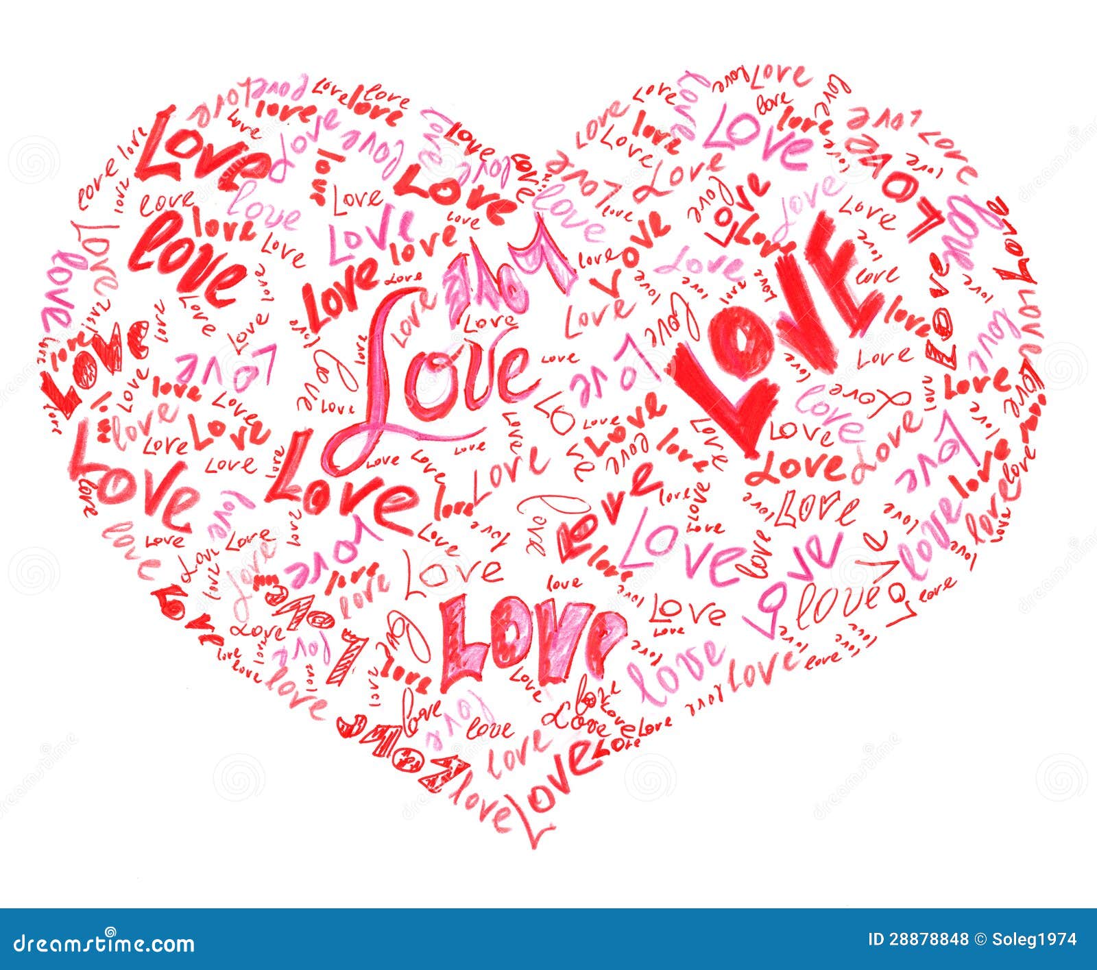 Heart Drawn By Pencil Filled With Love Words Royalty Free Stock Photos ...