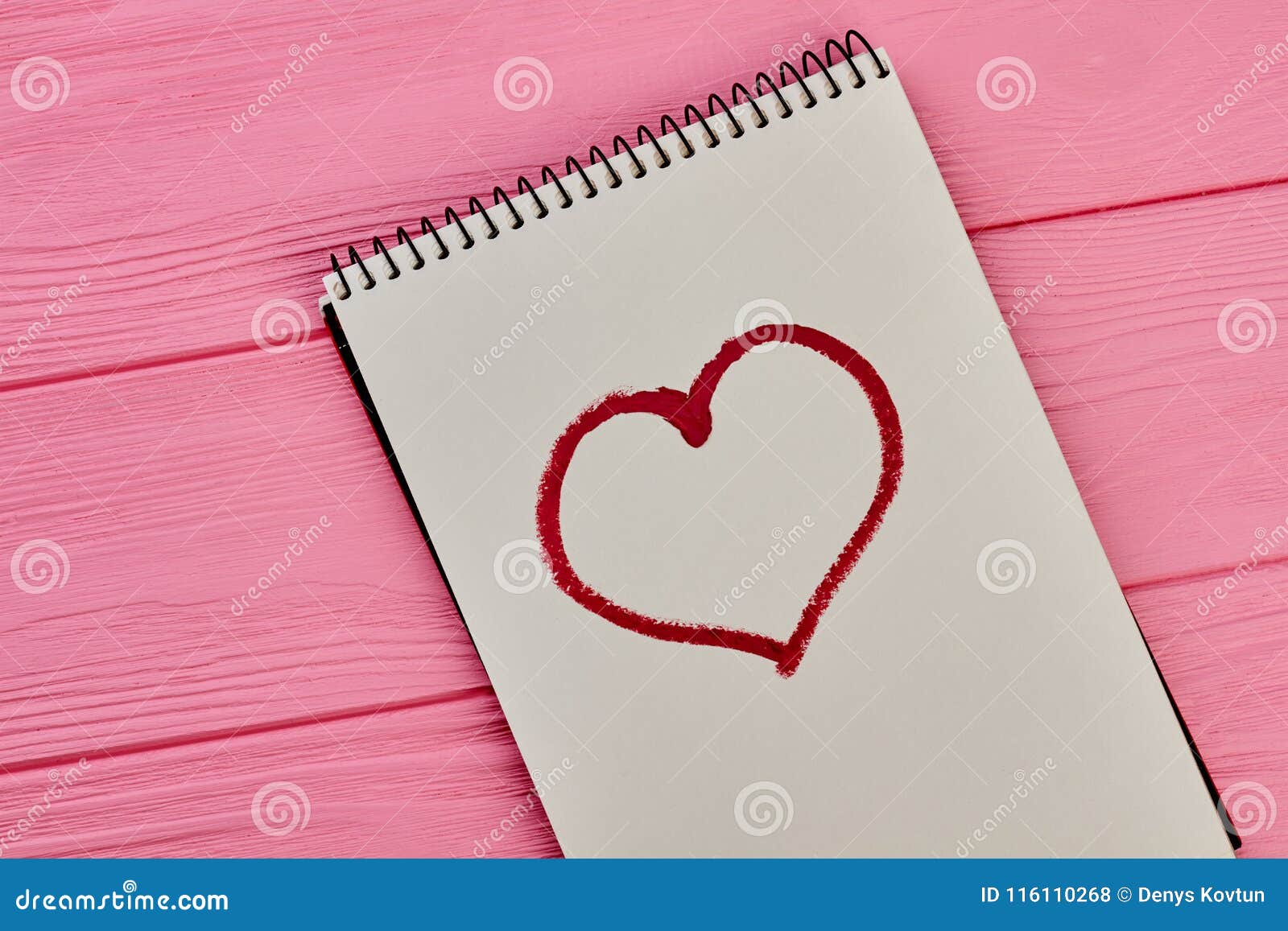 Heart Drawn with Red Lipstick on Paper Notepad. Stock Photo - Image of ...