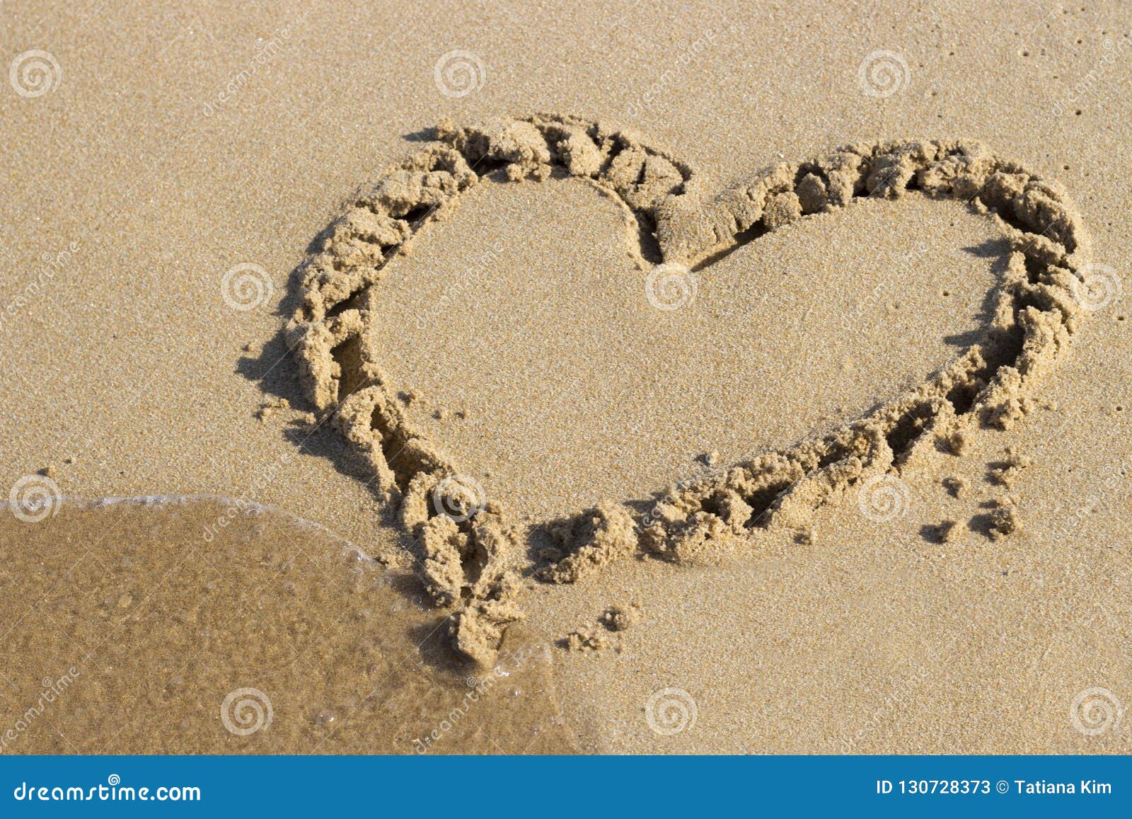 Heart Drawn on Sand and Sea, View from Above Stock Image - Image of ...