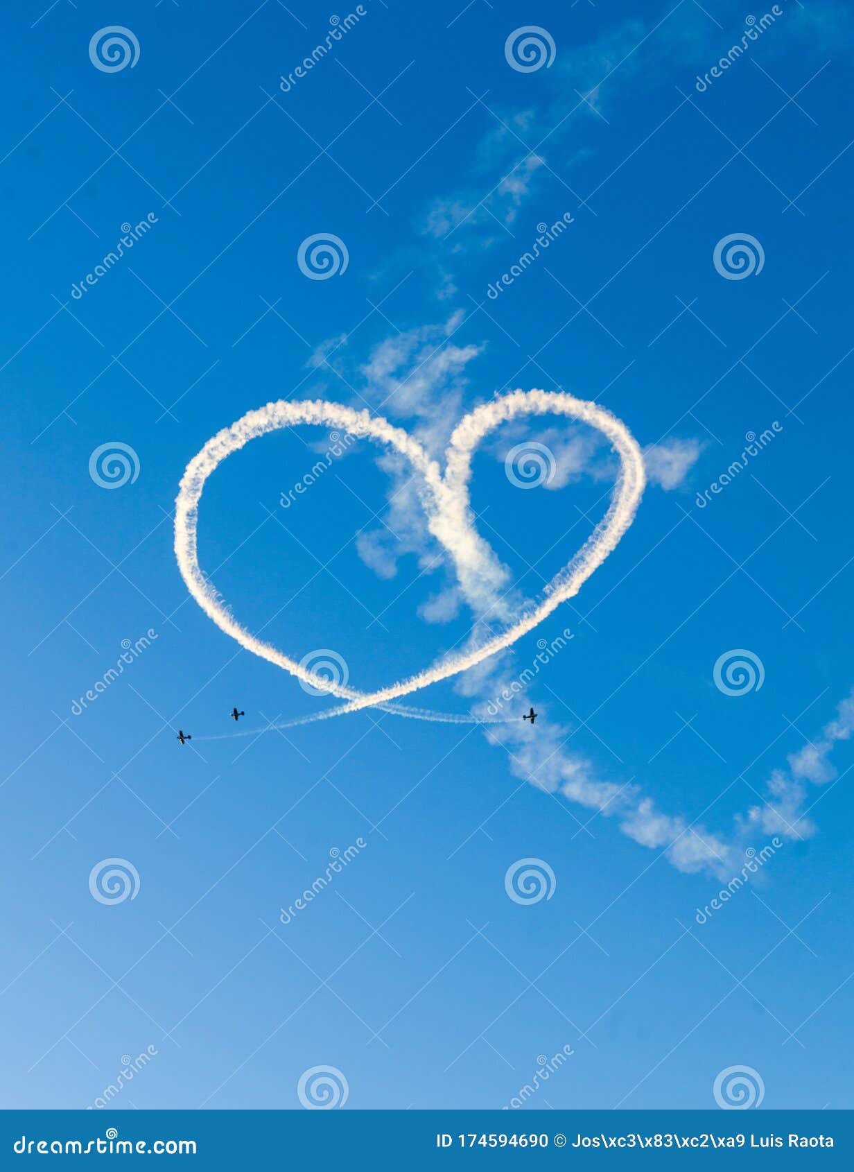 Heart Drawn in the Sky with Airplane Stock Photo - Image of happiness ...