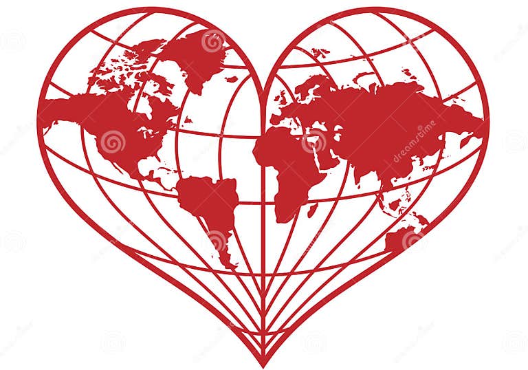 Heart earth globe, stock vector. Illustration of white - 19735514