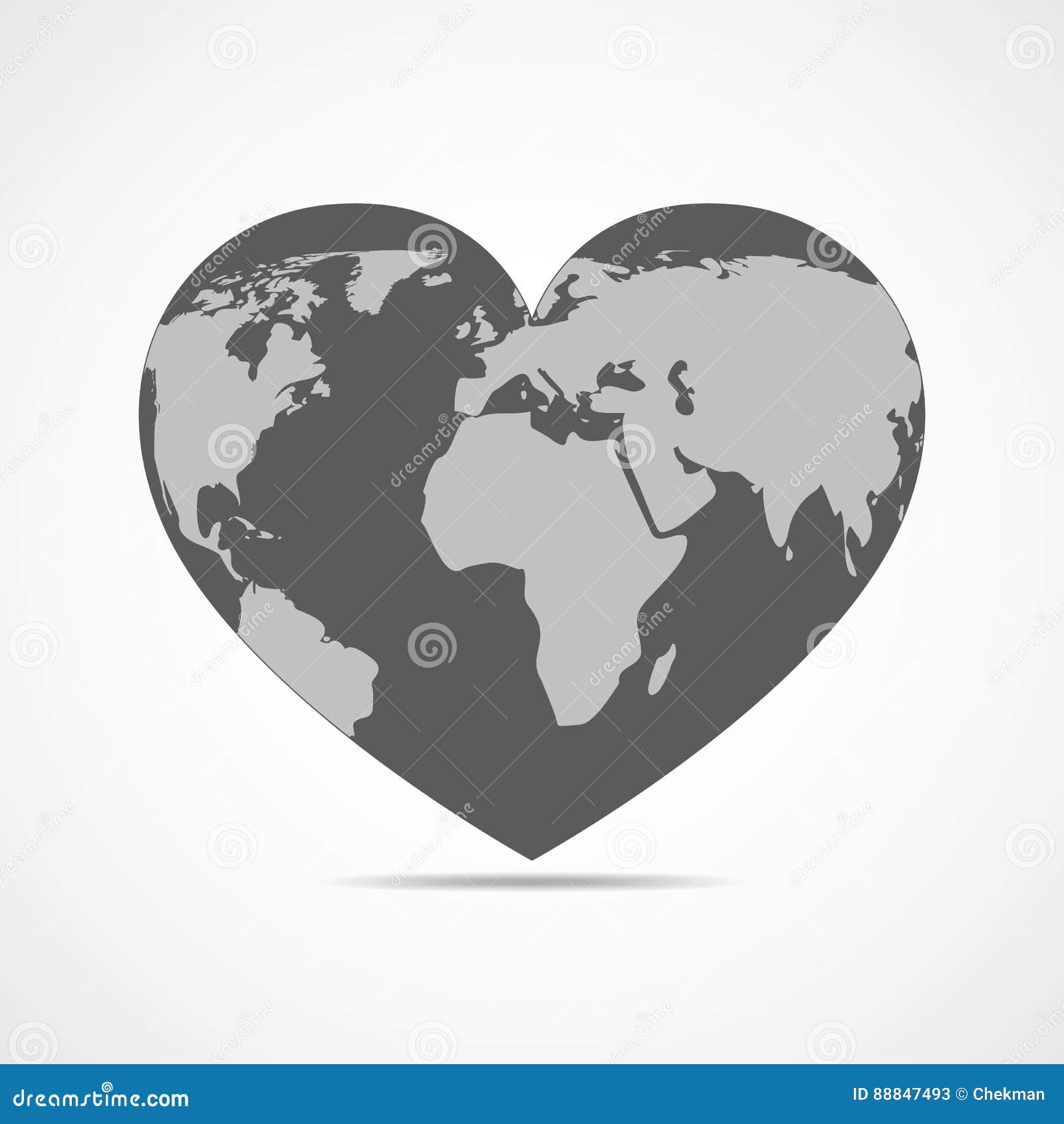 Heart with Earth Map. Vector Illustration Stock Illustration ...