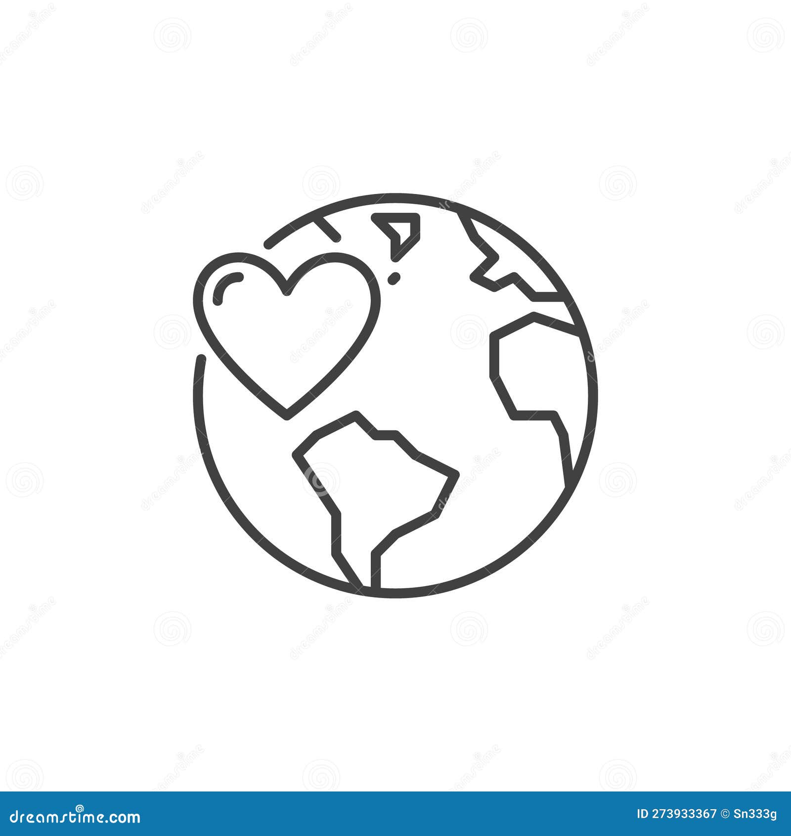 Heart with Earth Vector Concept Line Icon or Sign Stock Illustration ...
