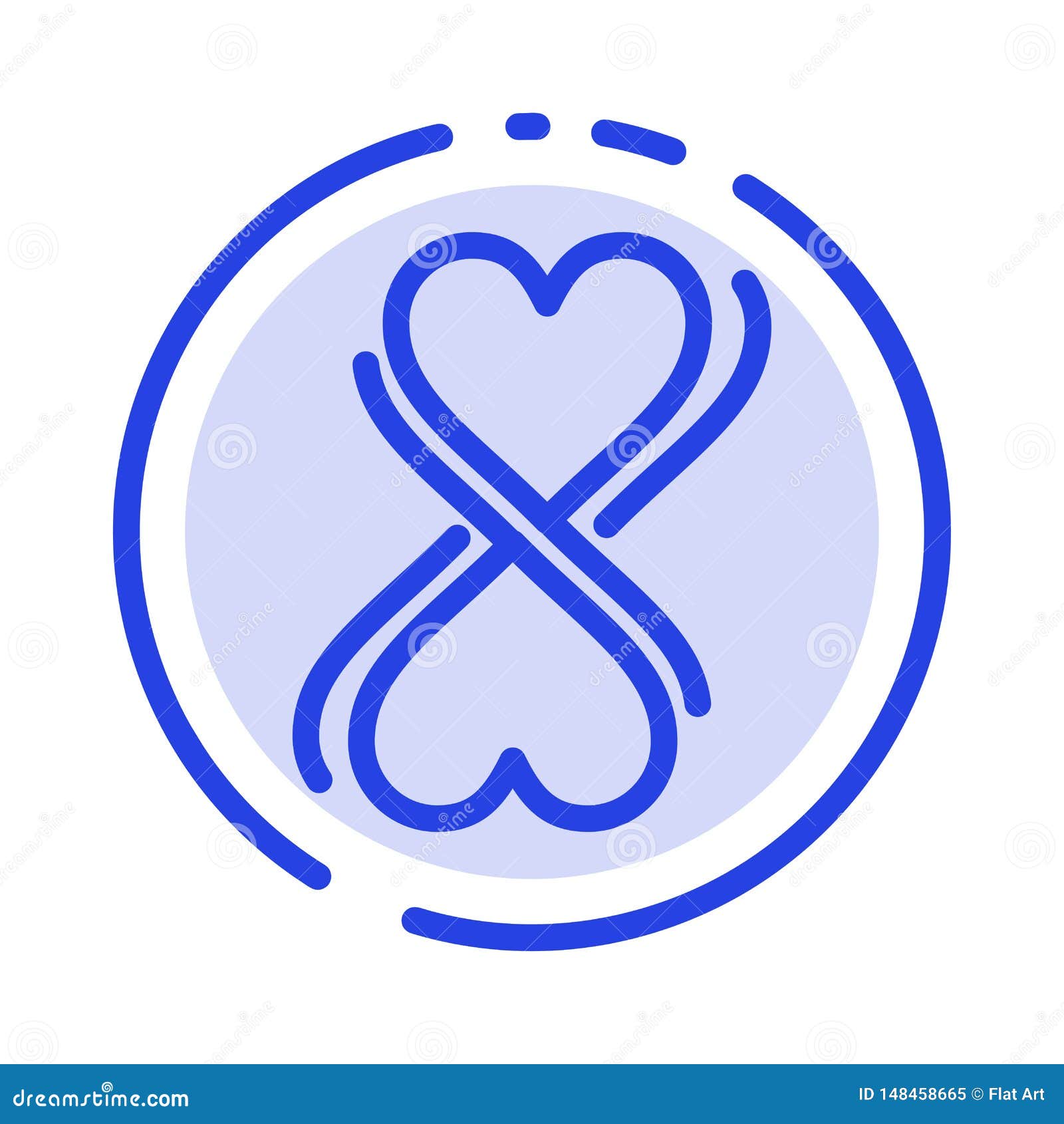 Heart, Eight, Typography Blue Dotted Line Line Icon Stock Vector ...