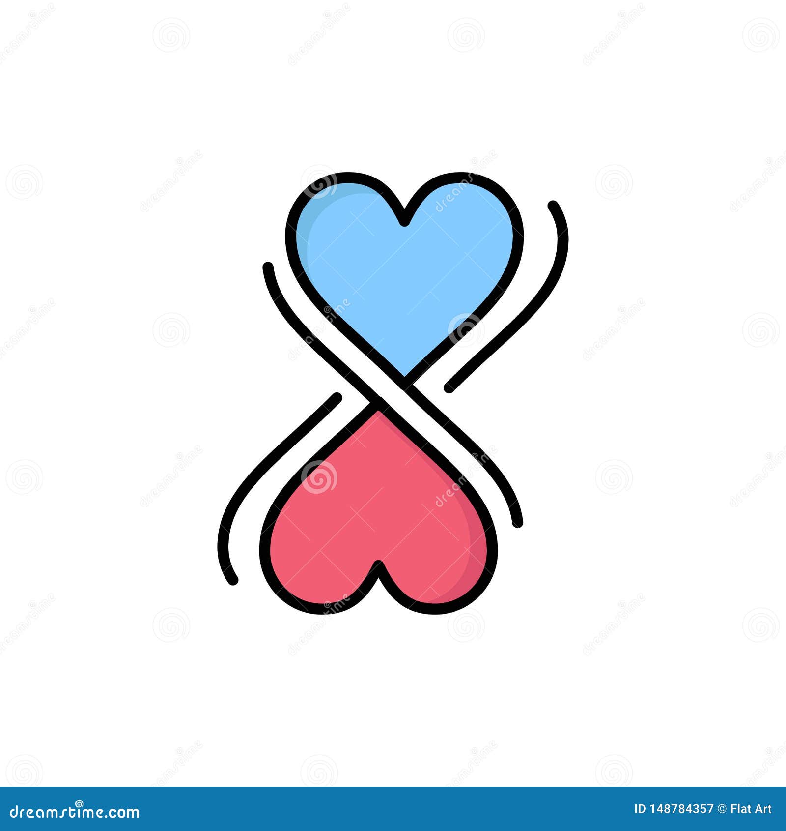 Heart, Eight, Typography Flat Color Icon. Vector Icon Banner Template ...