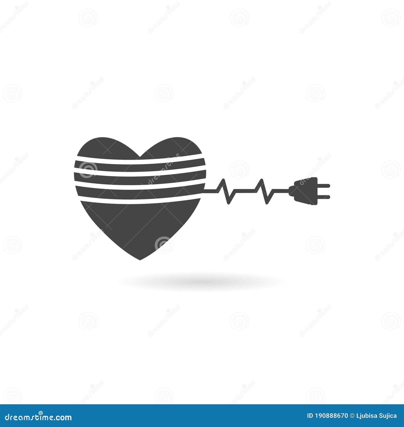 Heart with Electric Plug Icon with Shadow Stock Vector - Illustration ...