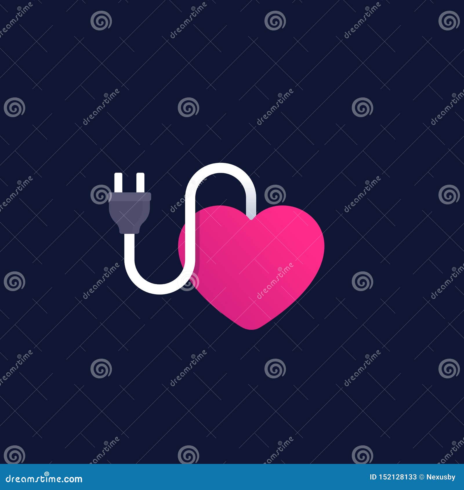 Heart with Electric Plug, Vector Logo Stock Vector - Illustration of ...