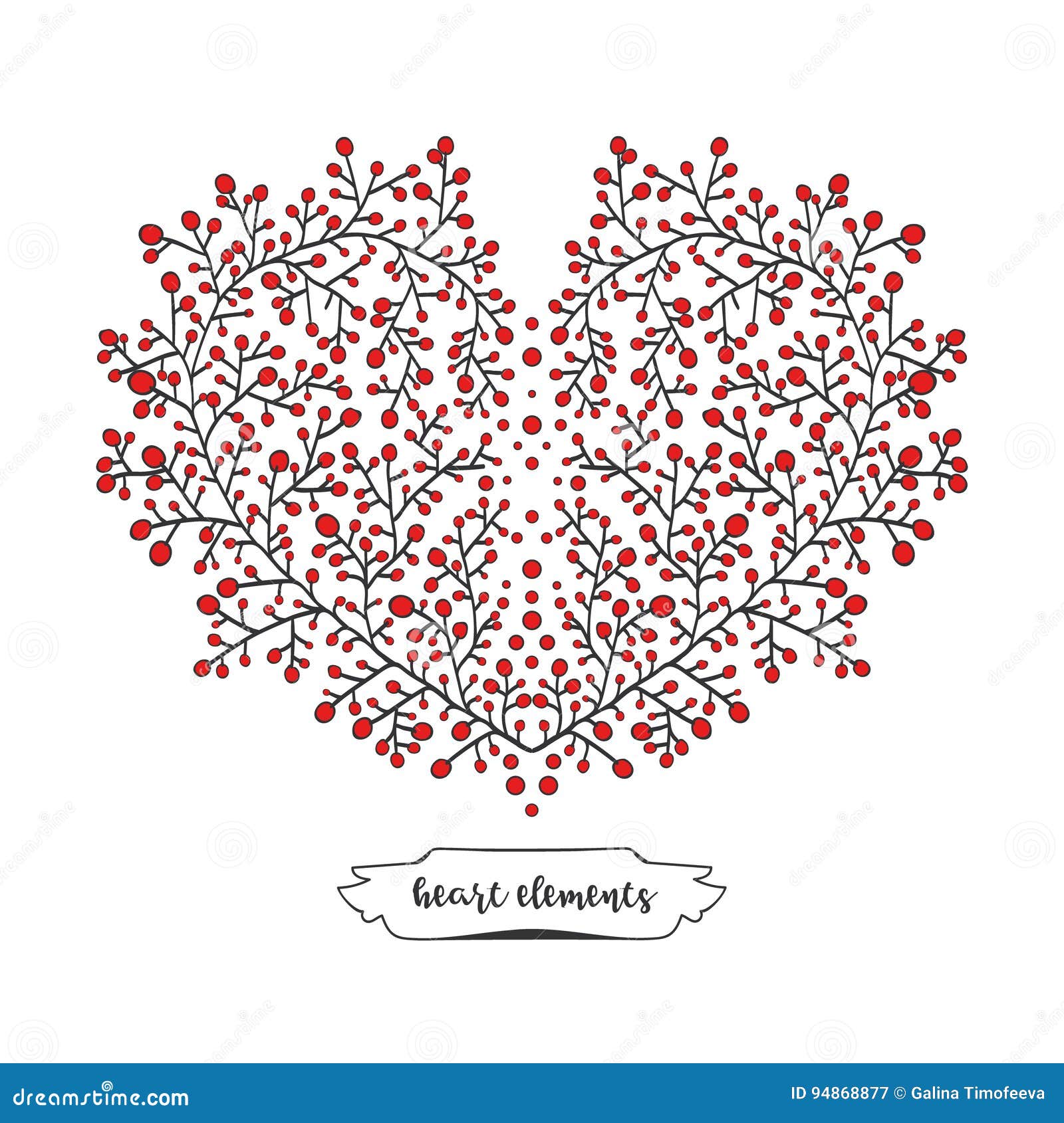 Heart elements. stock vector. Illustration of drawing - 94868877
