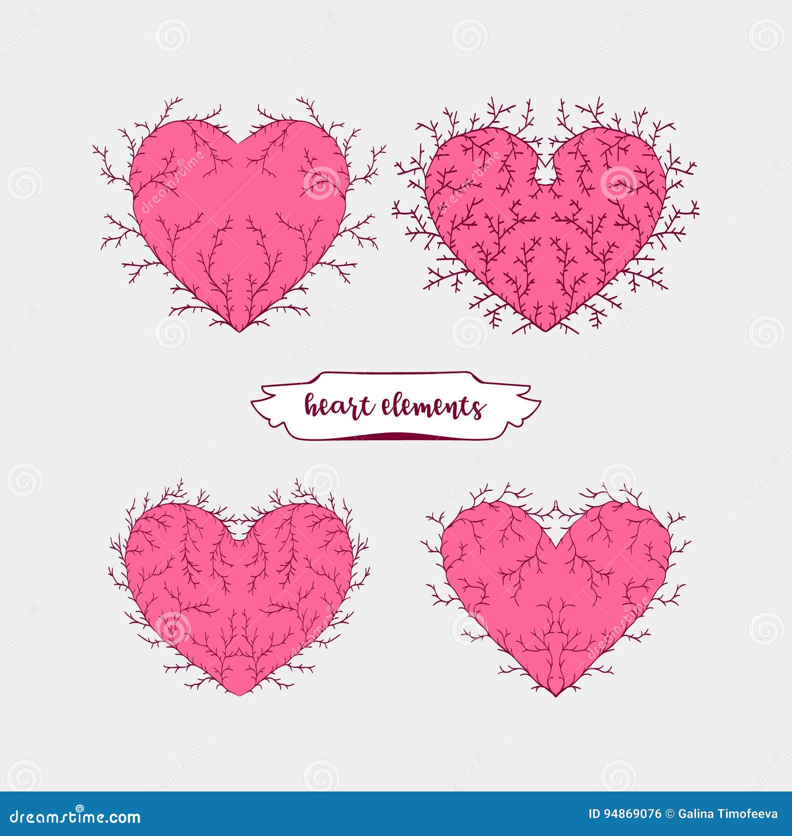 Heart elements. stock vector. Illustration of ceremony - 94869076