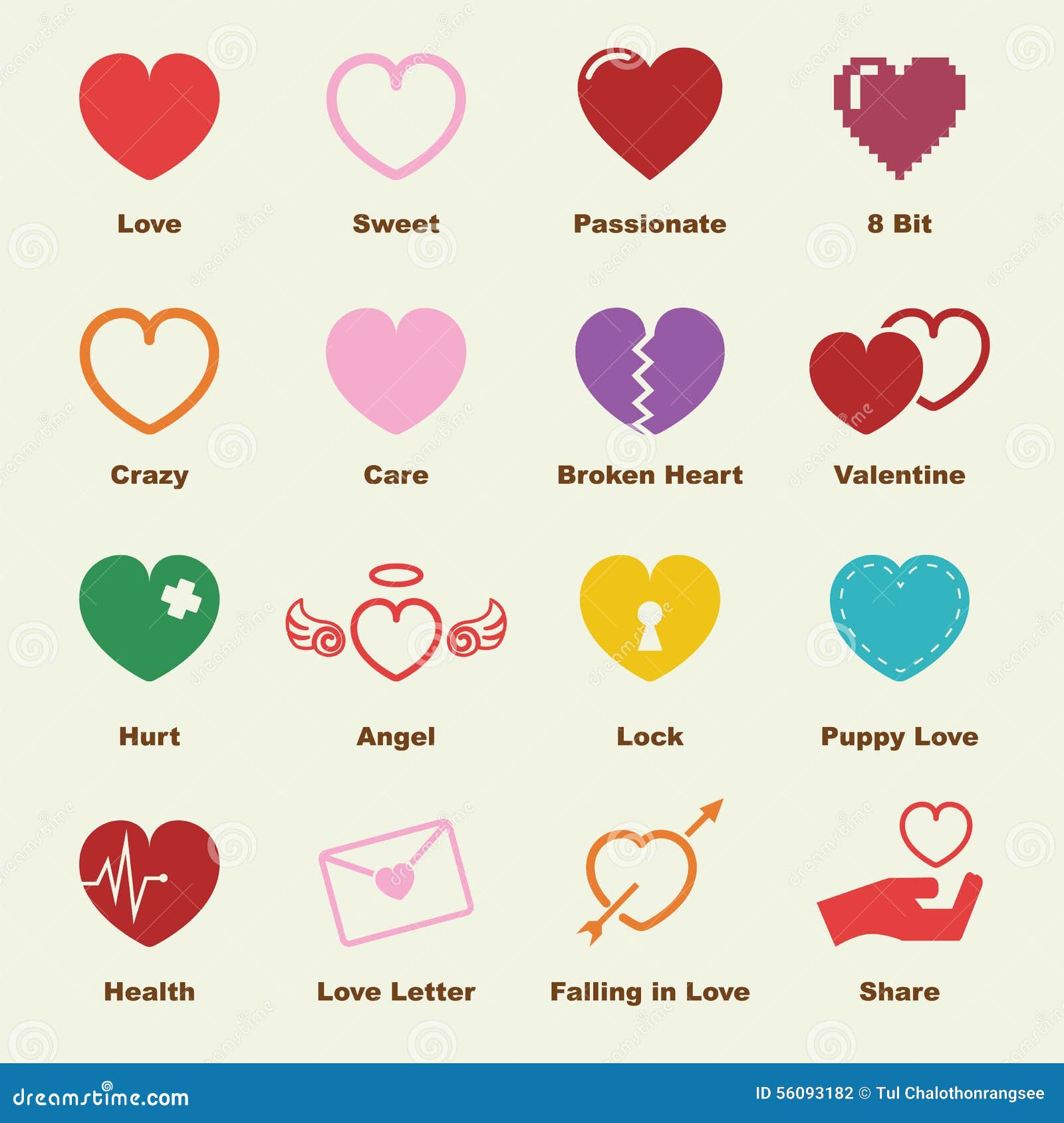 Heart elements stock vector. Illustration of arrow, flat - 56093182